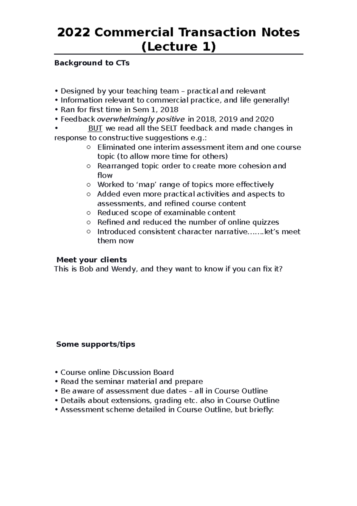 2022 Commercial Transaction Notes (Lecture 1) - (Lecture 1) Background ...