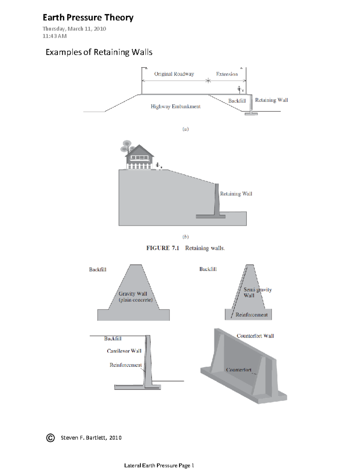 Earth Pressure Theory - Bartlett, 2010 Lateral Earth Pressure Page 1 ...