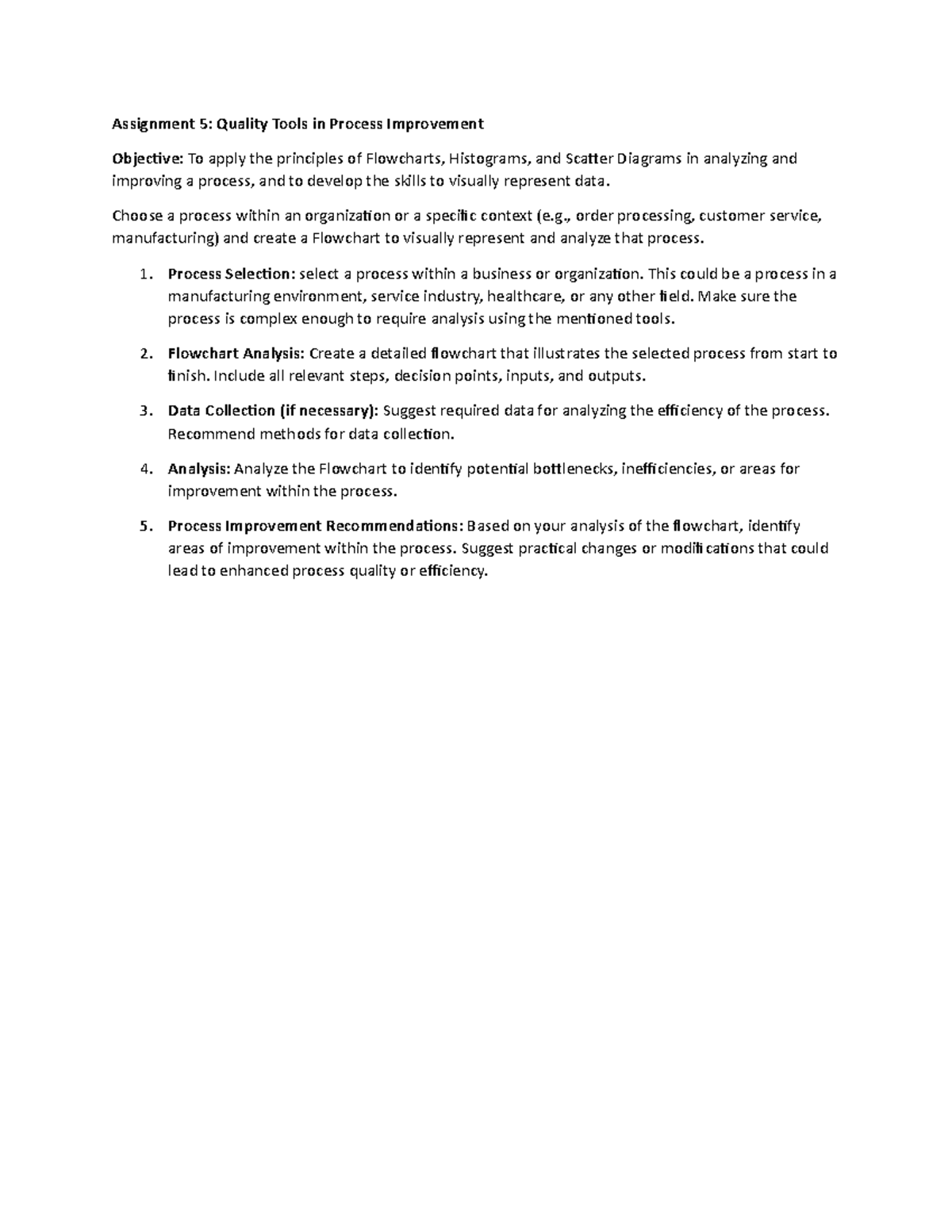 Group assignment 5 -Flow chart - Assignment 5 : Quality Tools in ...