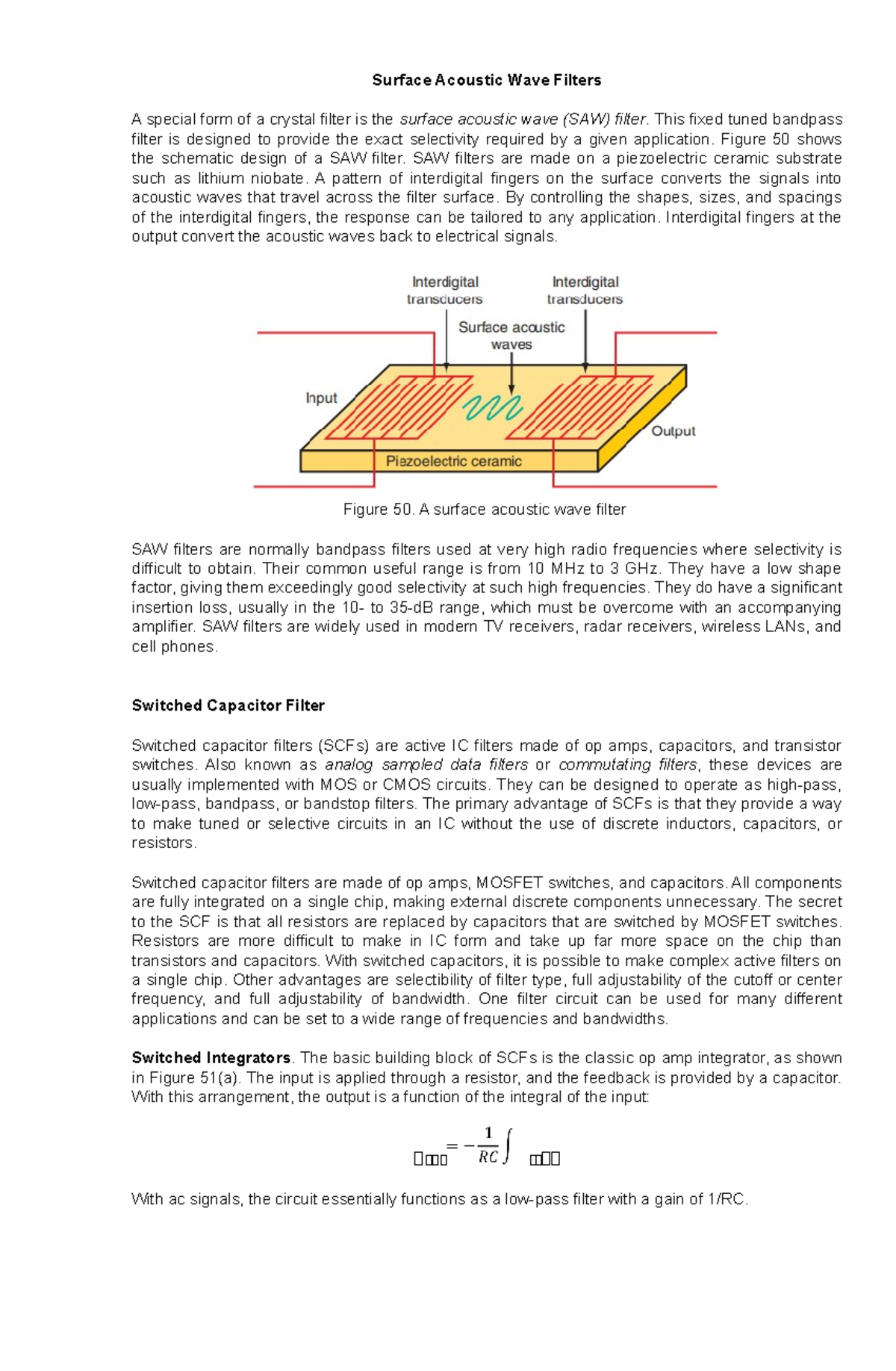 Surface Acoustic Wave Filters - This fixed tuned bandpass filter is ...