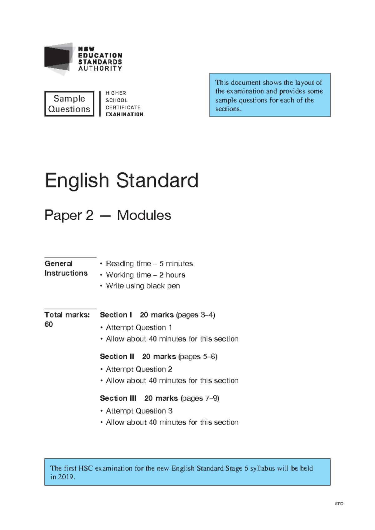 Sample questions new hsc english std paper 2 exam 2019 - STD HIGHER ...