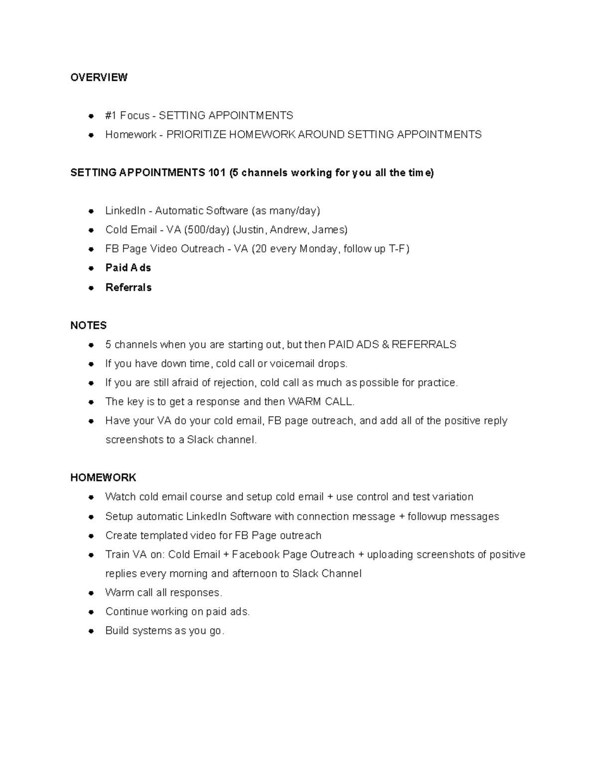 Setting Appointments 101 - OVERVIEW #1 Focus - SETTING APPOINTMENTS ...