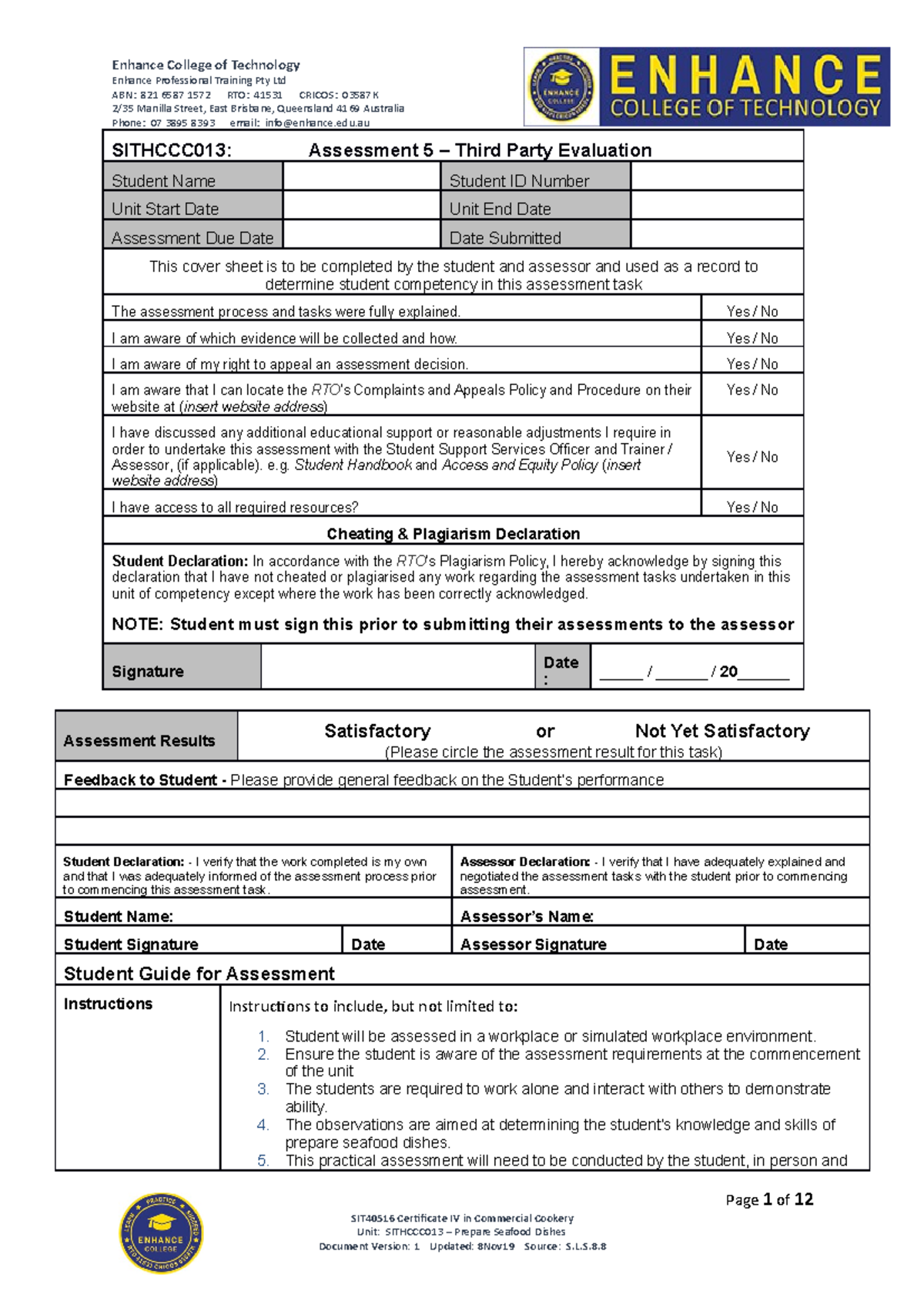 5. Assessment Task 5 - Third Party Evaluation - Enhance Professional ...