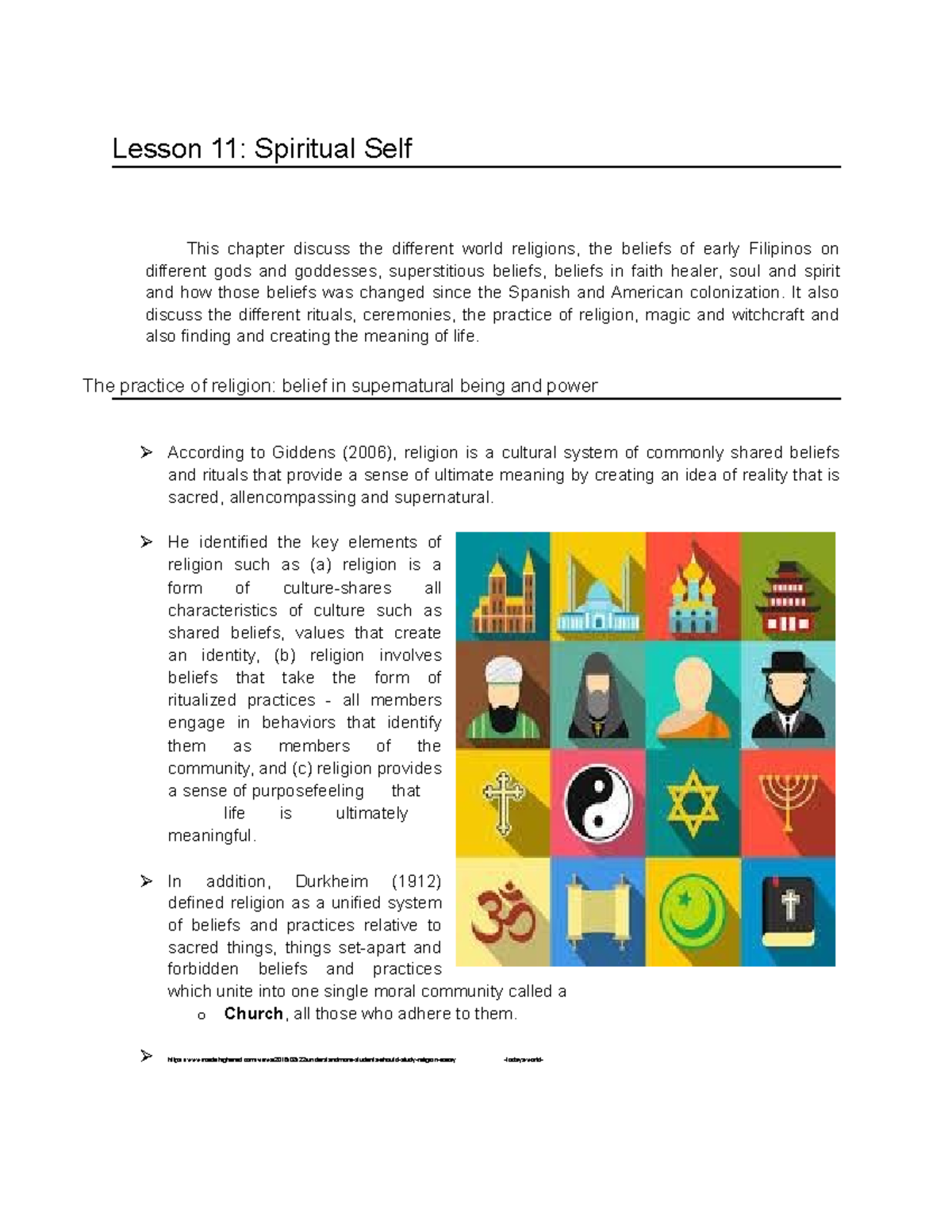 GEd 101- Understanding the Self Lesson 11 - Lesson 11: Spiritual Self ...