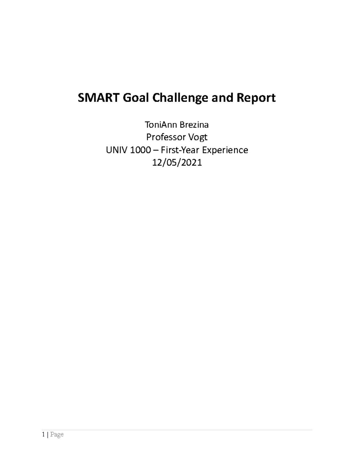 Smart Goals Challenge and Report Sample Template - SMART Goal Challenge ...