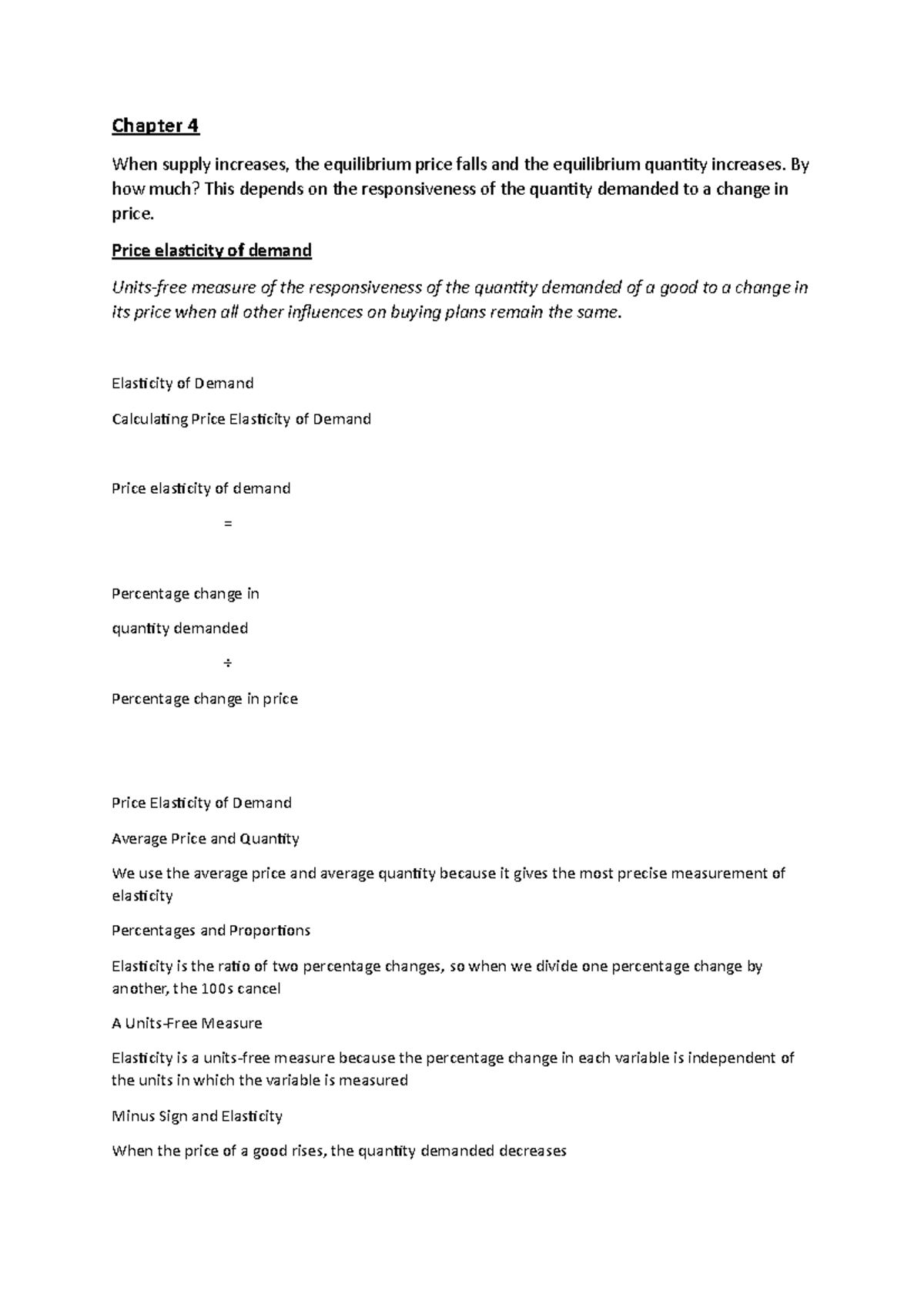 Economics Notes - Chapter 4 When supply increases, the equilibrium ...