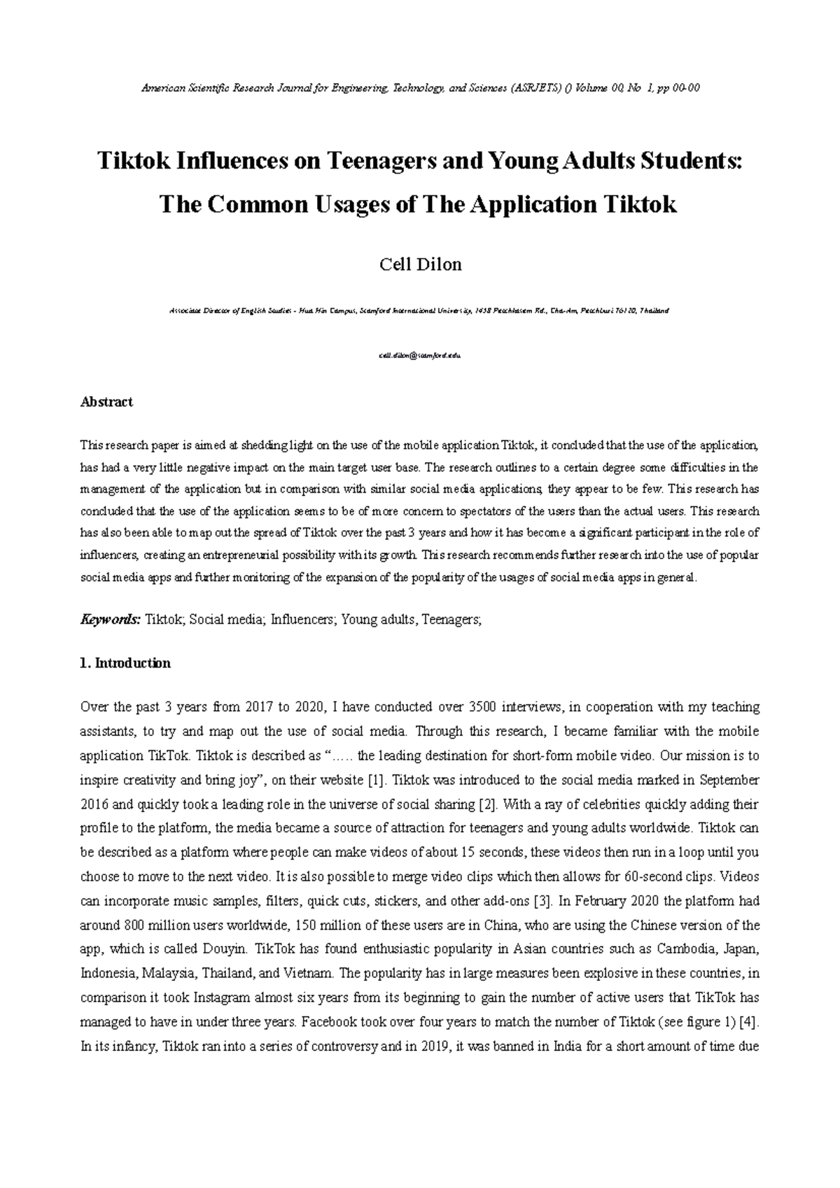 Tiktok IEEE - study - Tiktok Influences on Teenagers and Young Adults ...