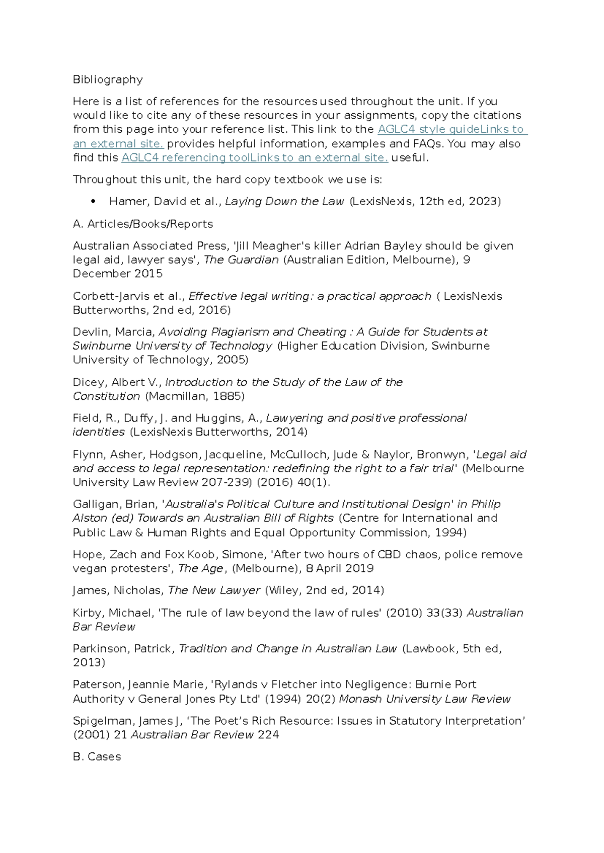 Bibliography - Bibliography Here is a list of references for the ...