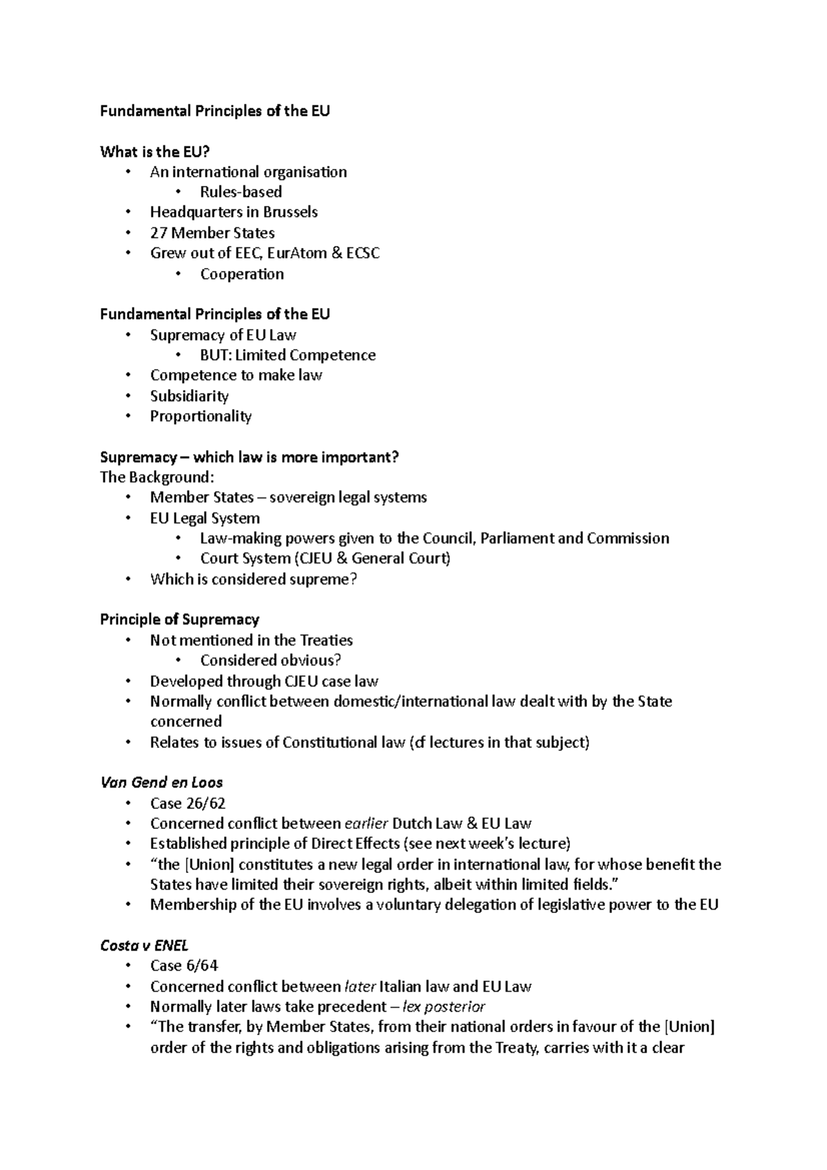 Fundamental Principles of the EU - ” - Membership of the EU involves a ...
