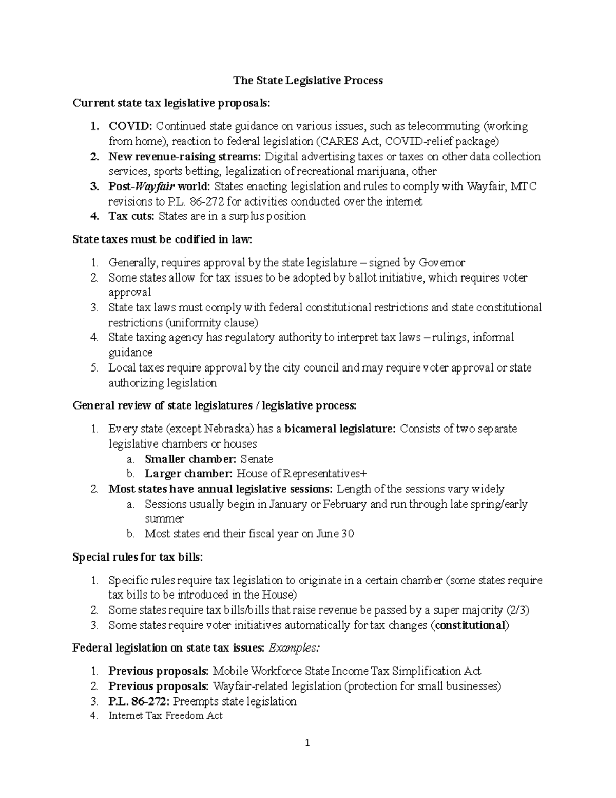 State Legislative Process - The State Legislative Process Current state ...