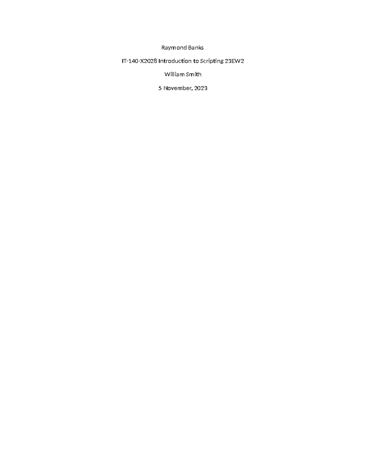 IT-140 Assignment 2-3 - Raymond Banks IT-140-X2028 Introduction to ...