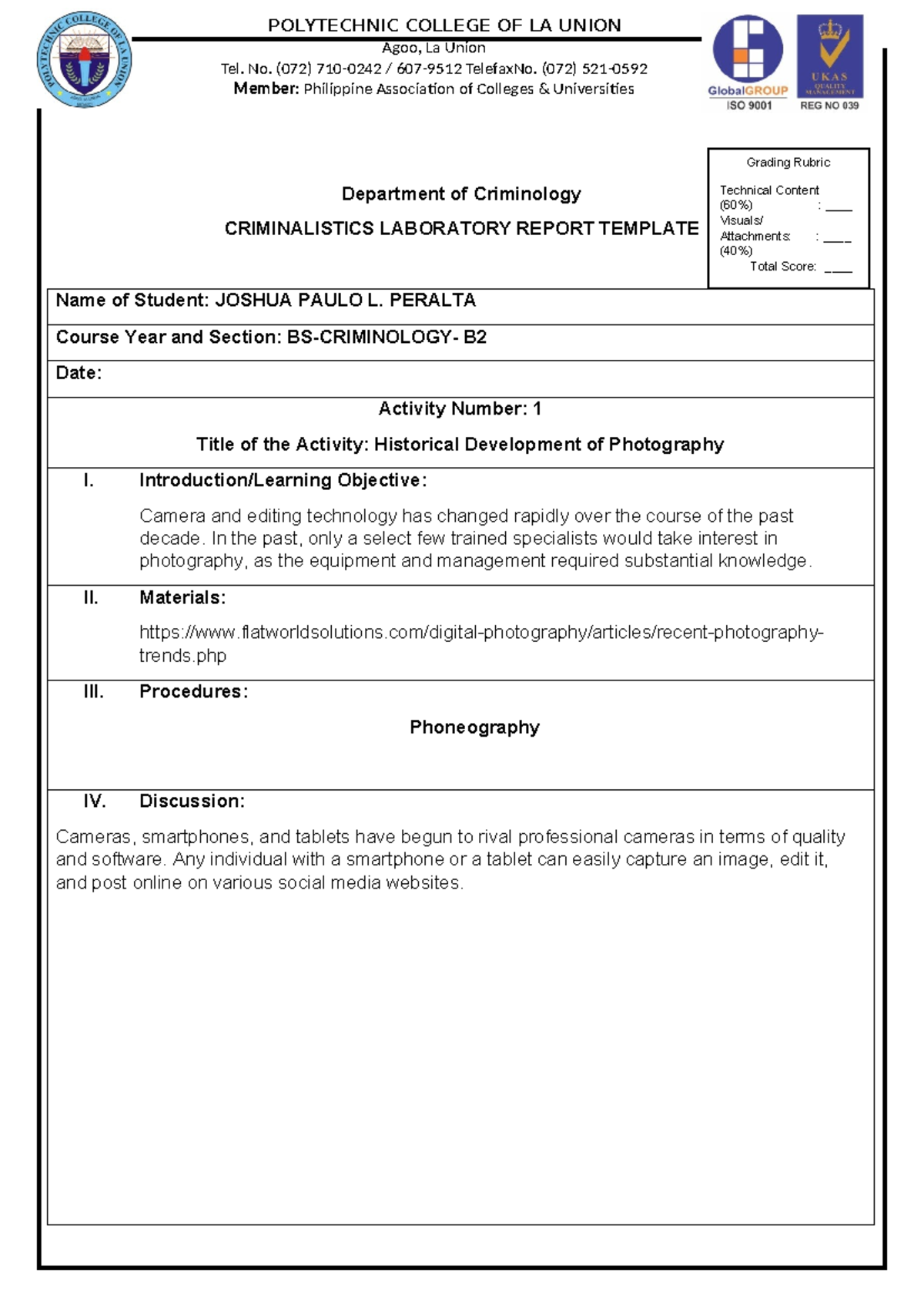 1 - Photograph History - Department of Criminology CRIMINALISTICS ...