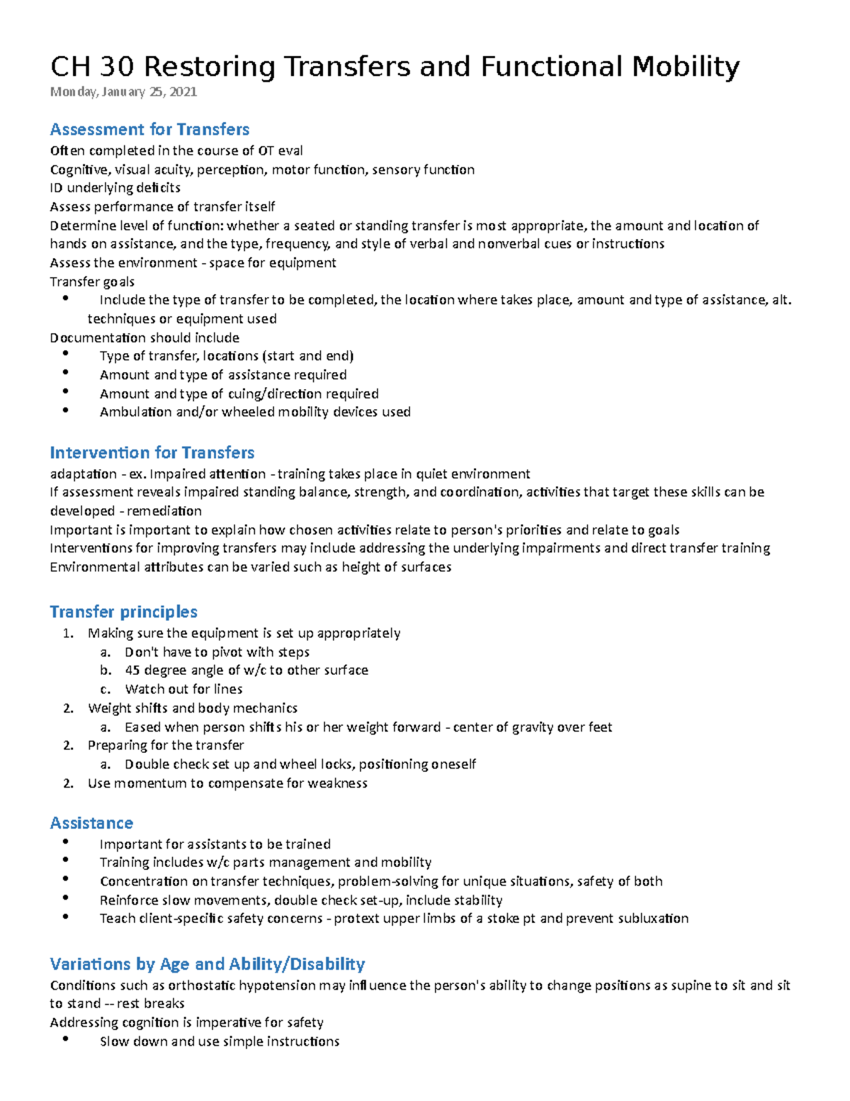 CH 30 Restoring Transfers and Functional Mobility - CH 30 Restoring ...