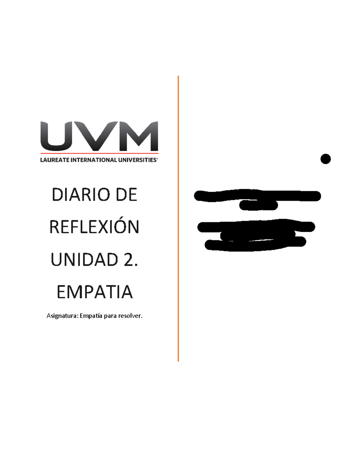 Diario#2 MPGR - diario de reflexion - DIARIO DE REFLEXI”N UNIDAD 2. EMPATIA Asignatura: EmpatÌa ...