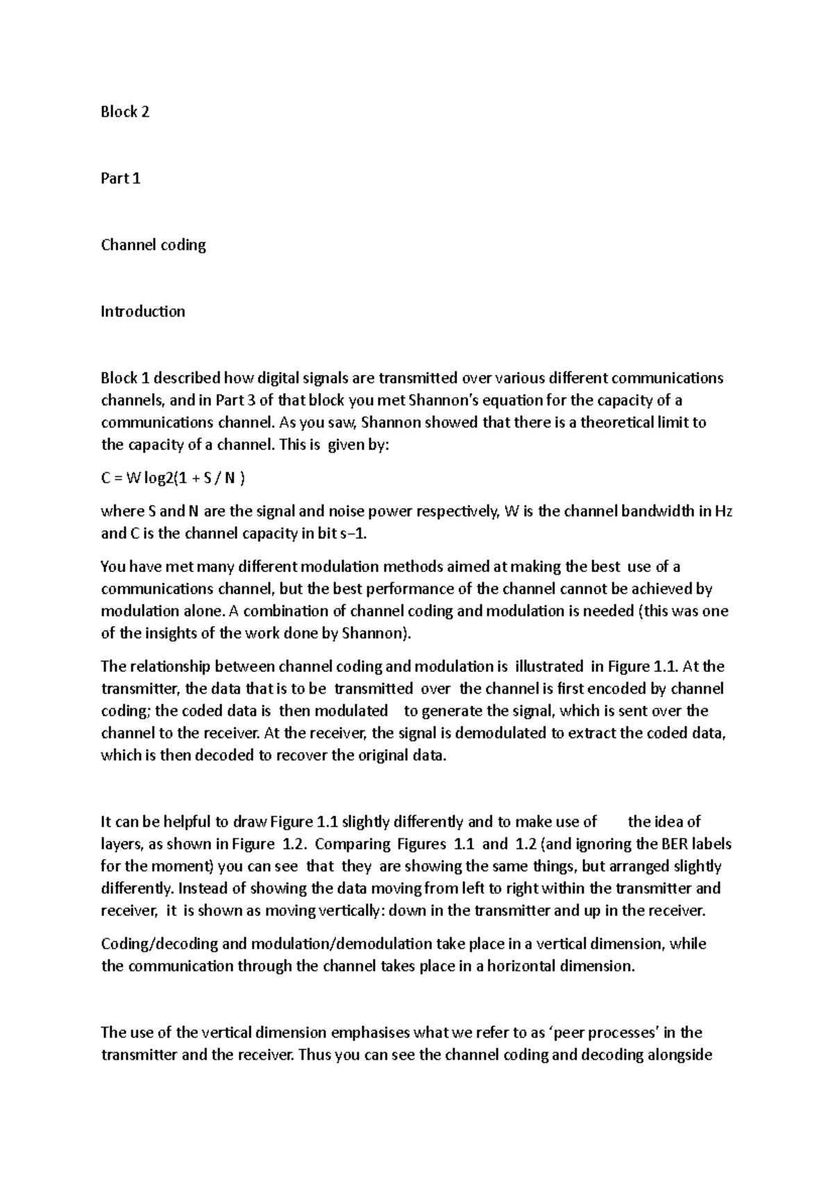 Block 2 - part 1 - intro, 1 - Block 2 Part 1 Channel coding ...