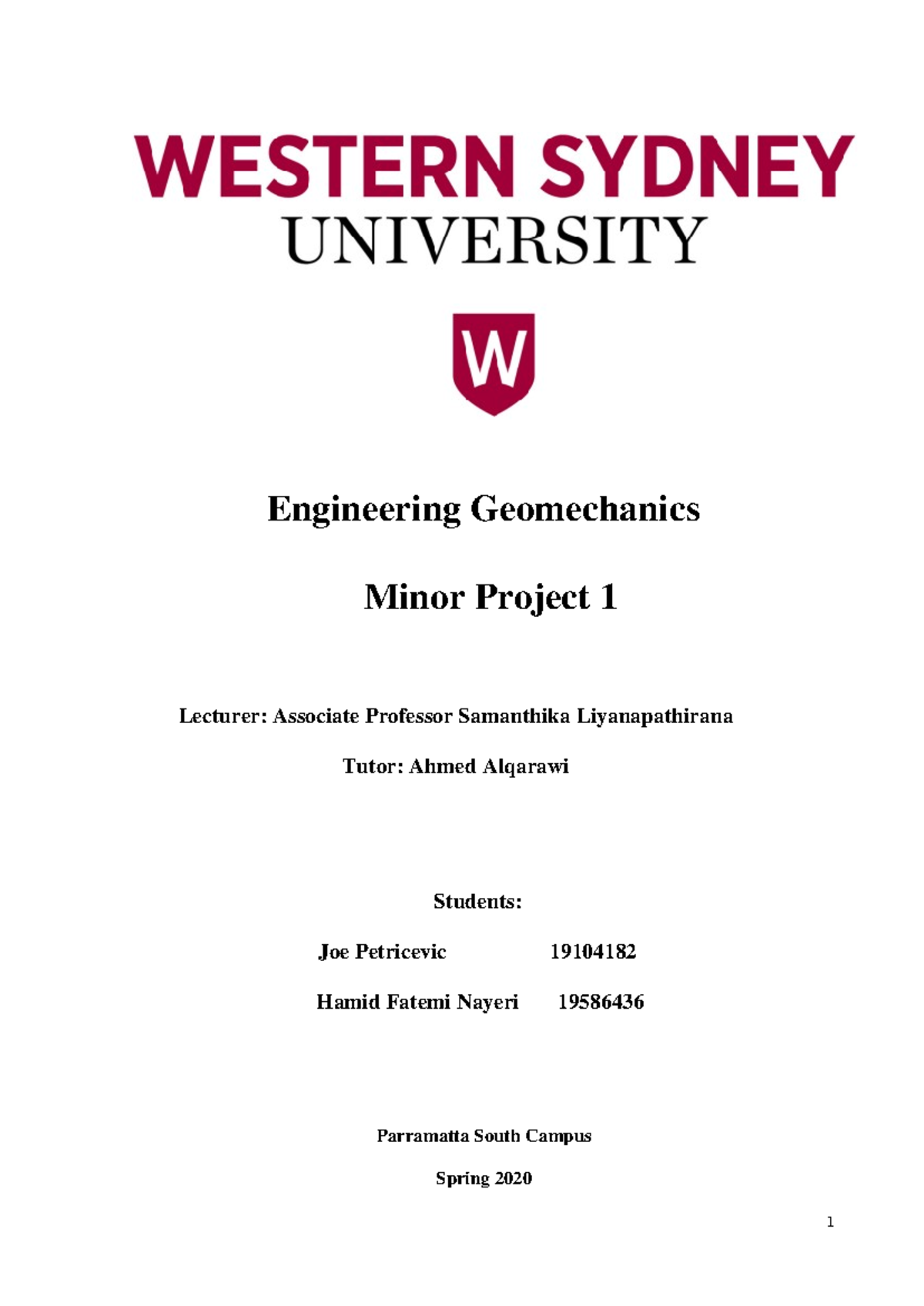 Minor-Project-1 Engineering Geomechanics - Engineering Geomechanics ...