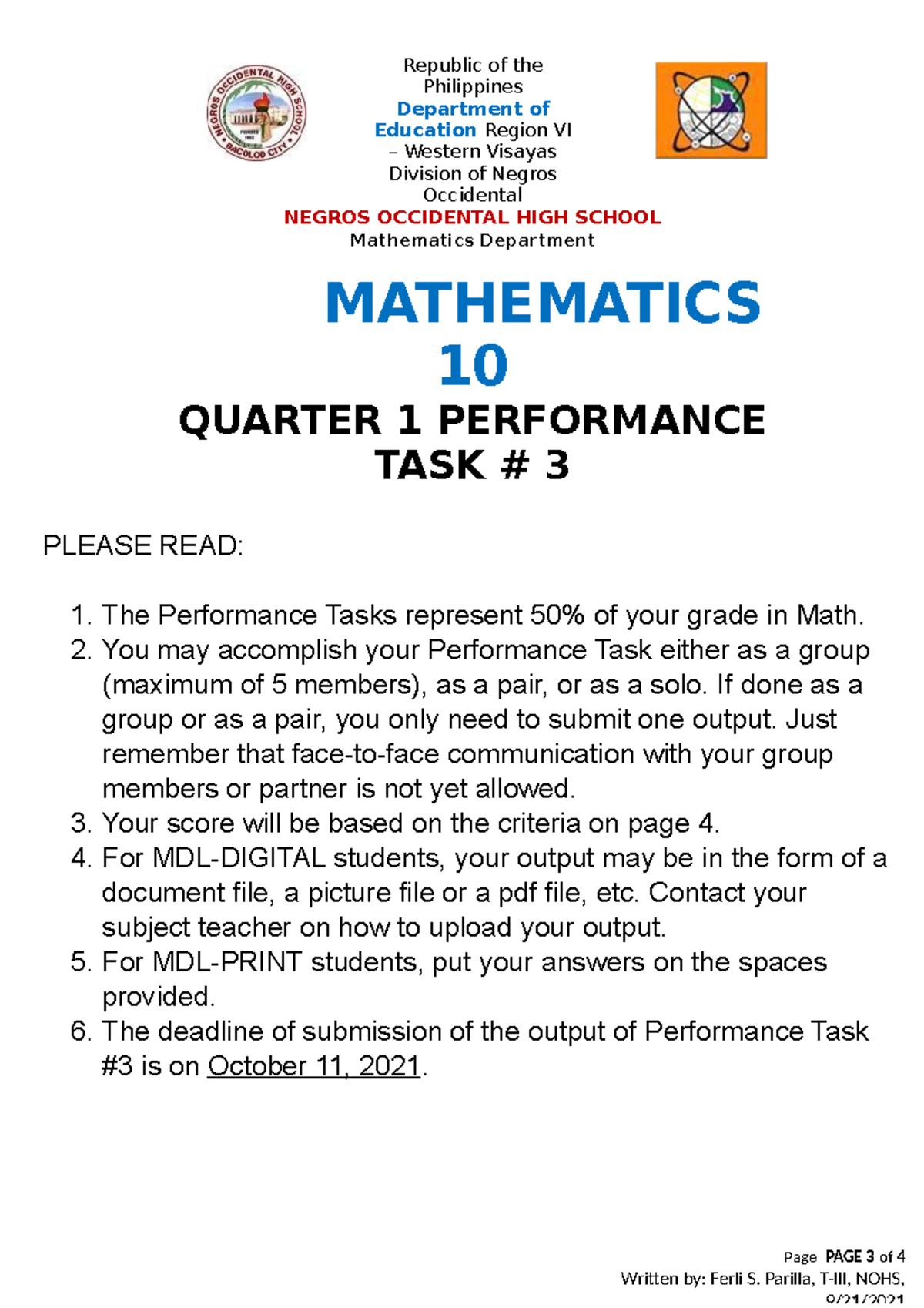 2021-G10-Q1- Performance-TASK-3 - Republic of the Philippines ...