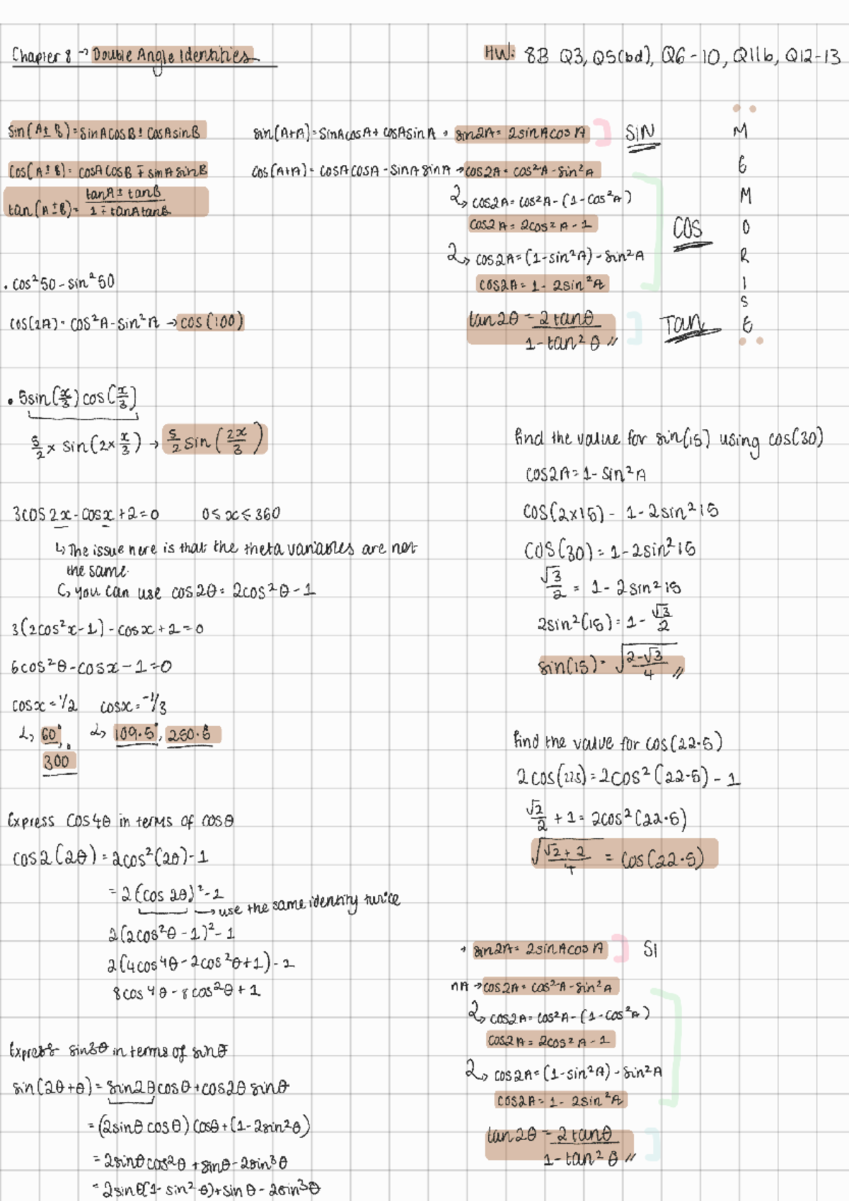 Double Angle Identities 240321 214640 - Chapter 8 Double Angle ...