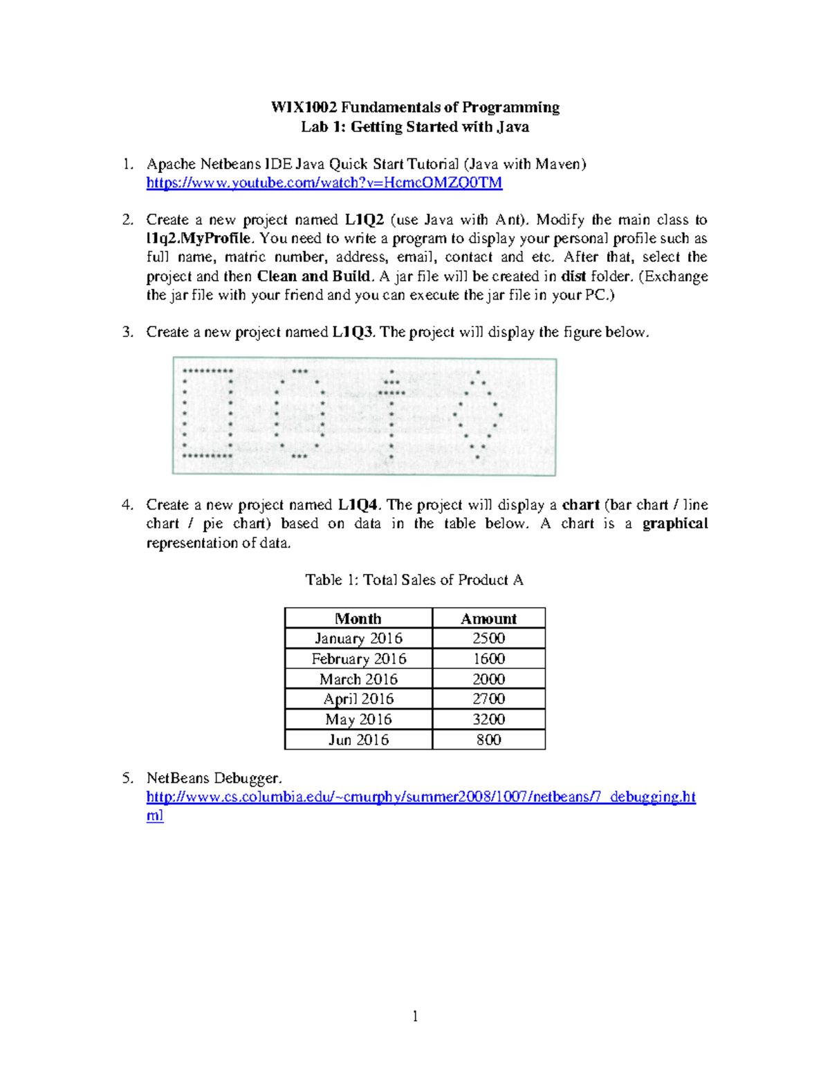 L-1002-01 - sfcxzascz - 1 WIX1002 Fundamentals of Programming Lab 1: Getting Started with Java ...
