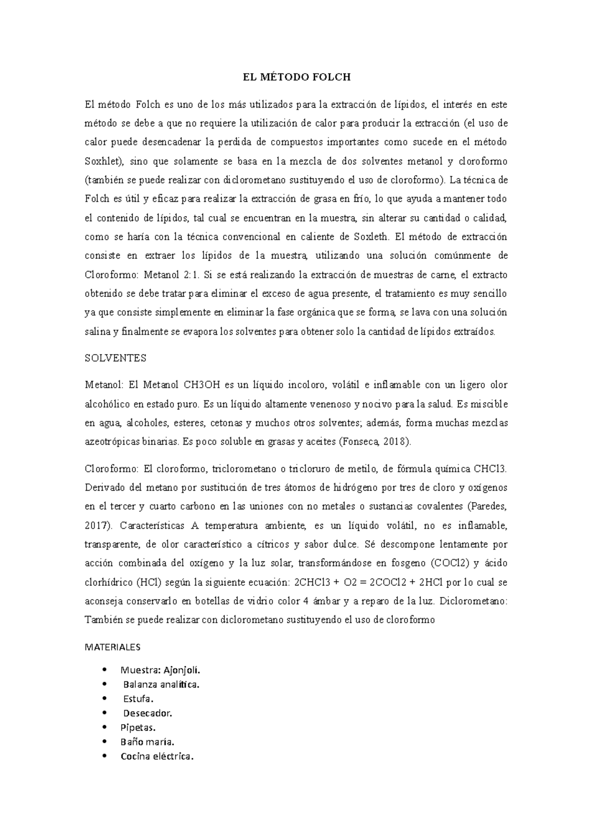 EL Método Folch -Apuntes, contiene información detallando el ...