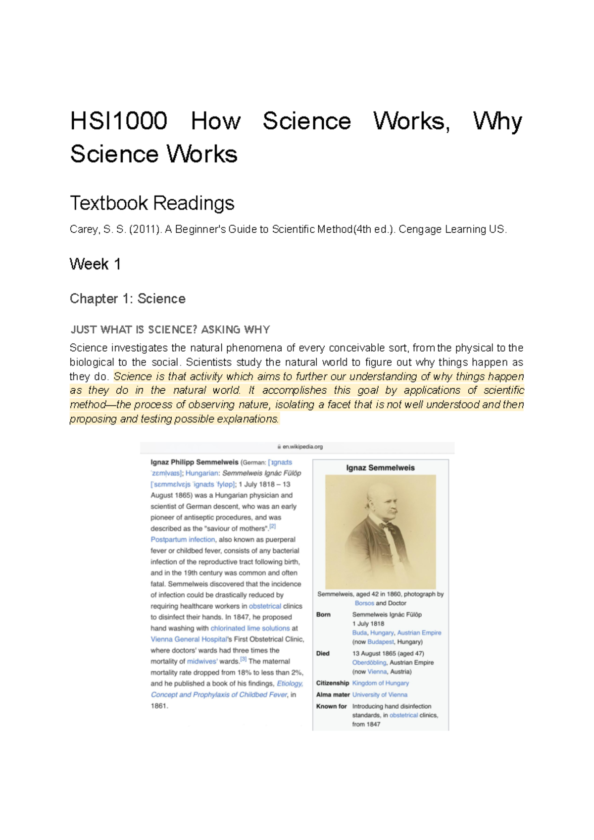 HSI1000 Personal Notes - HSI 1000 How Science Works, Why Science Works ...