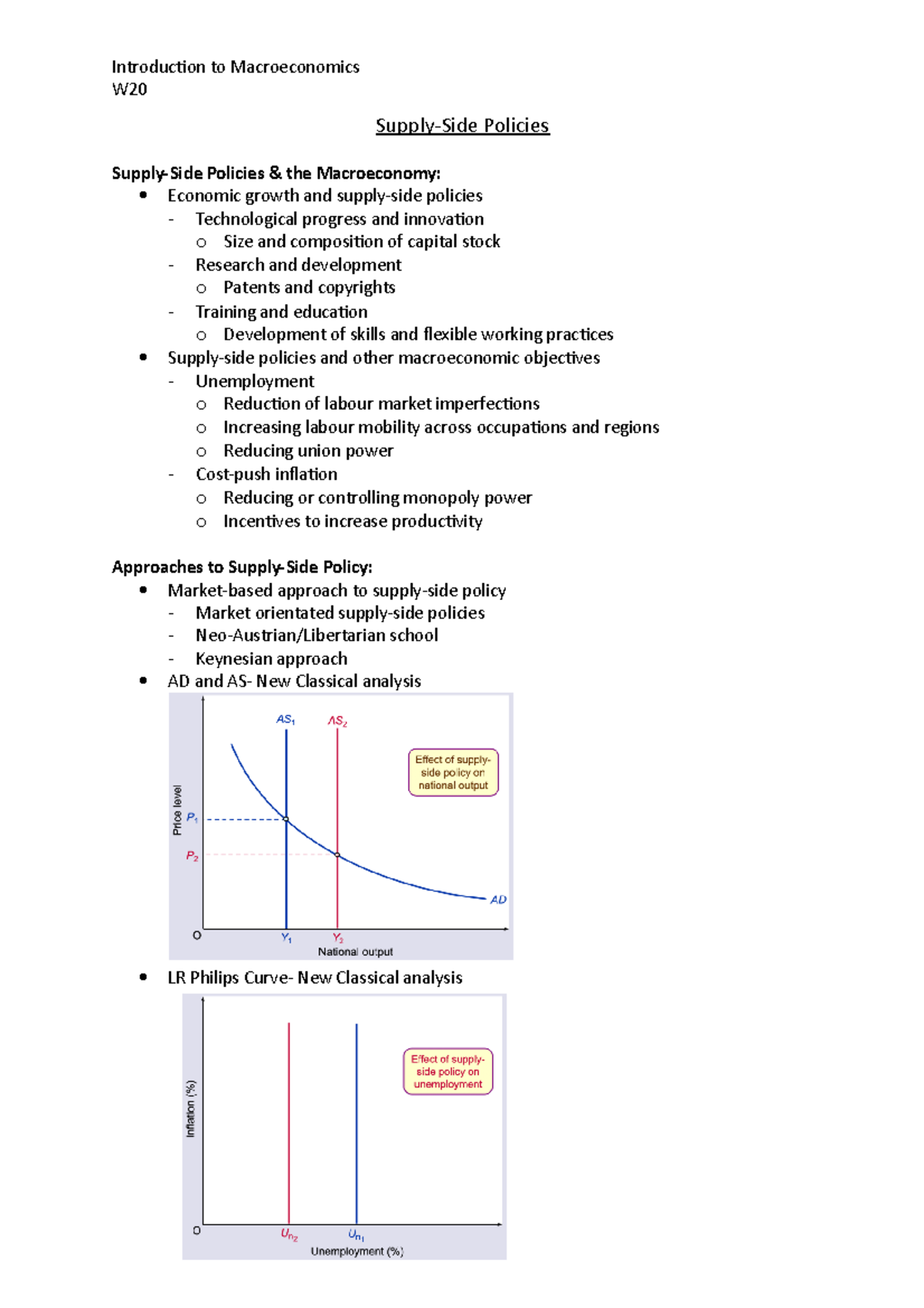 Introduction to macroeconomics - W Supply-Side Policies Supply-Side ...