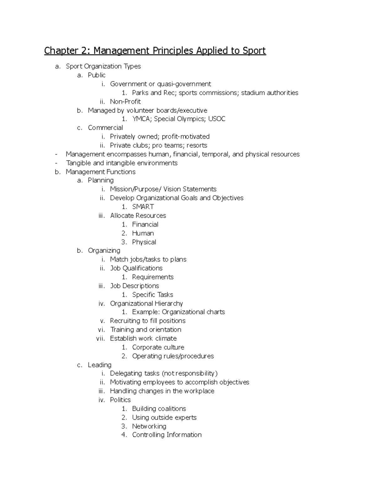Chapter 2- Management Principles Applied to Sport - Sport Organization ...