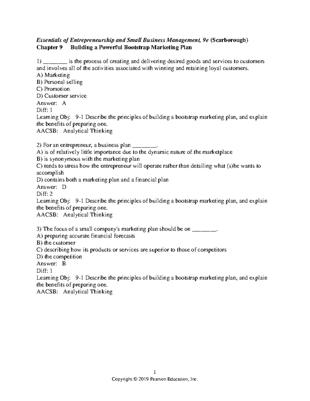 Scarborough Chapter 09 - 1 Essentials of Entrepreneurship and Small ...