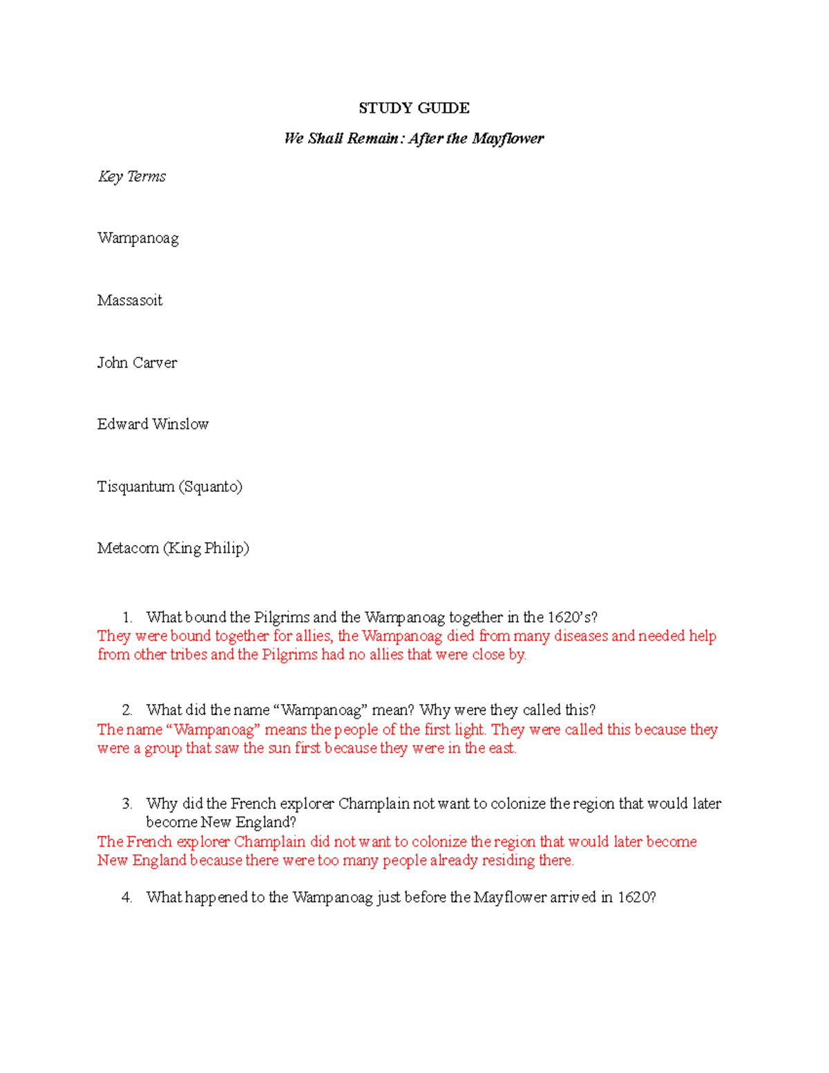 Study Guide We Shall Remain - STUDY GUIDE We Shall Remain: After the ...