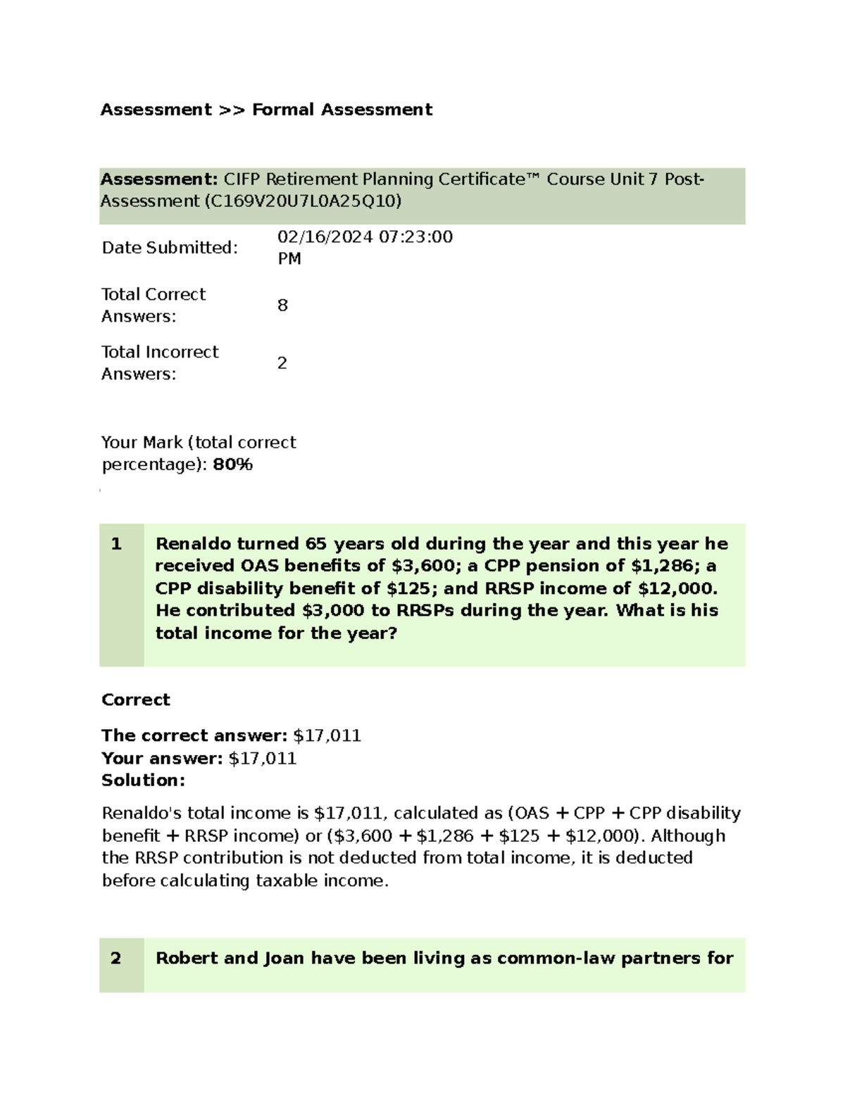 CIFP unit 7 Assessment - Retirement planning strategies - Assessment ...