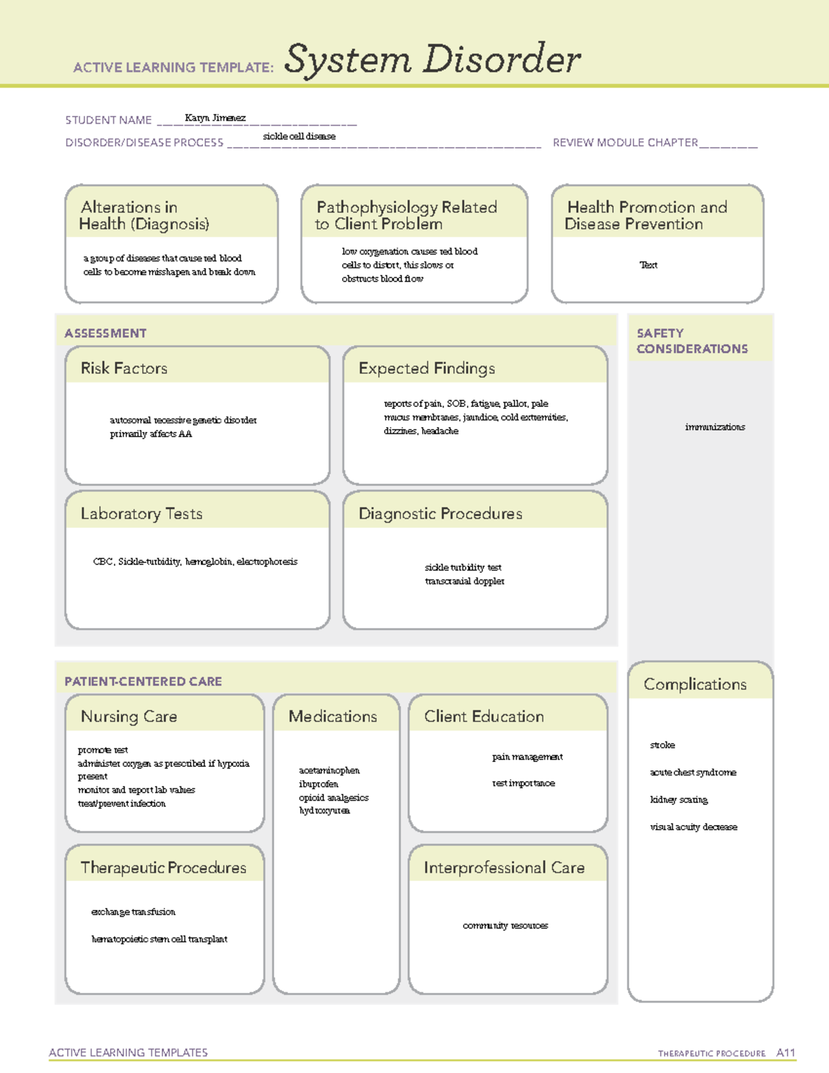 Sickle cell disease - system disorder templete - ACTIVE LEARNING ...