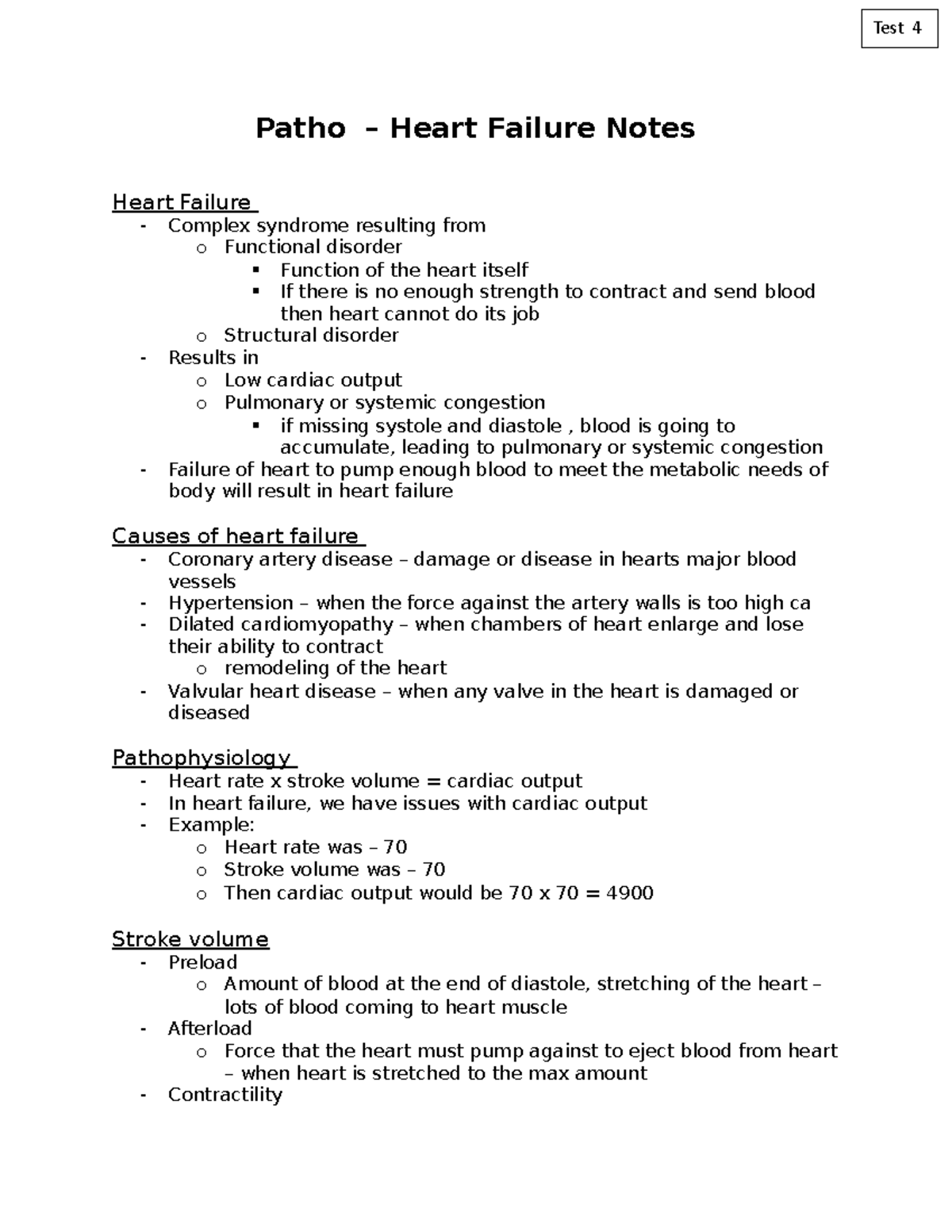 Notes . Test 4 - Heart Failure - Patho – Heart Failure Notes Heart ...