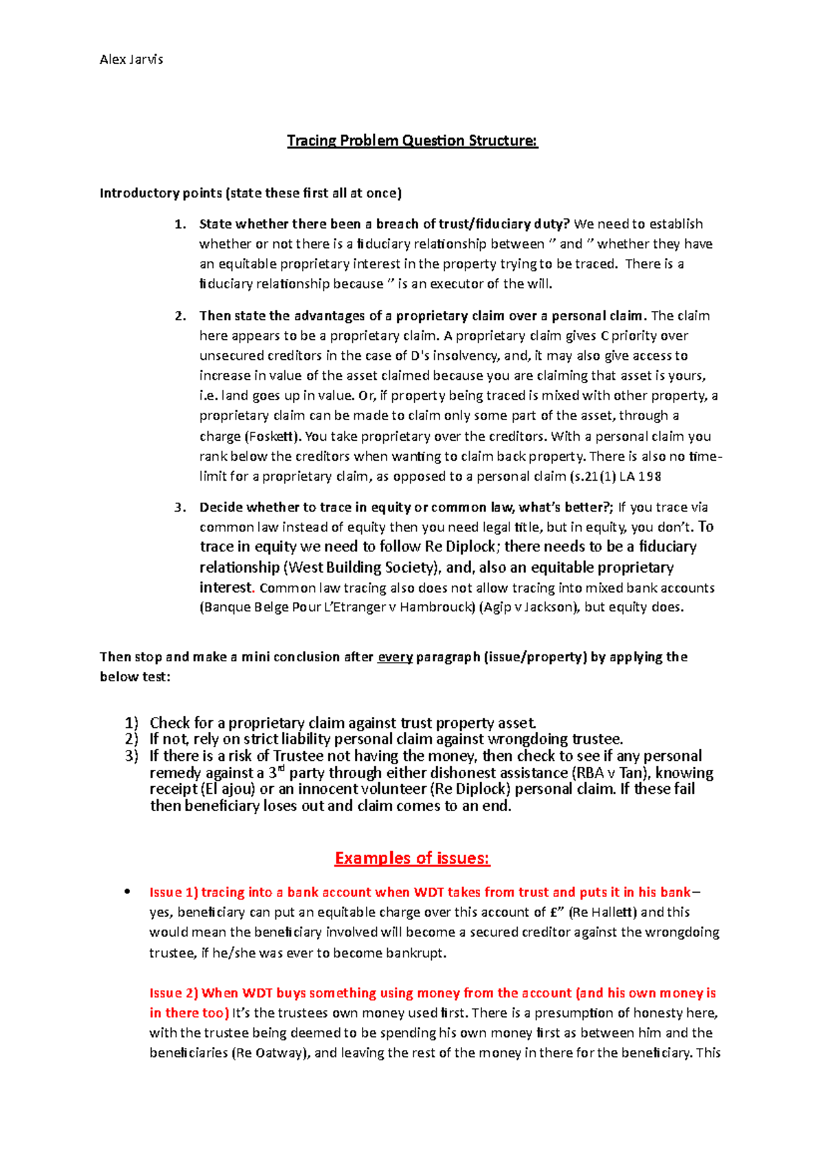 Tracing in Equity Problem Question Structure - Tracing Problem Question ...