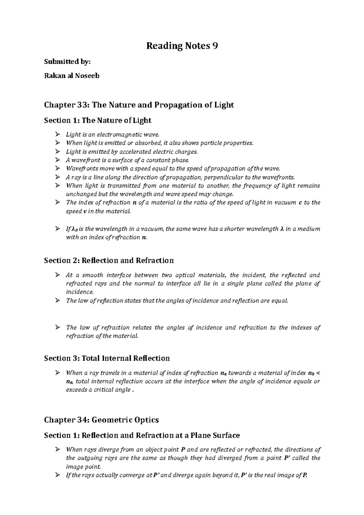 Reading Notes 9 - When light is emitted or absorbed, it also shows ...