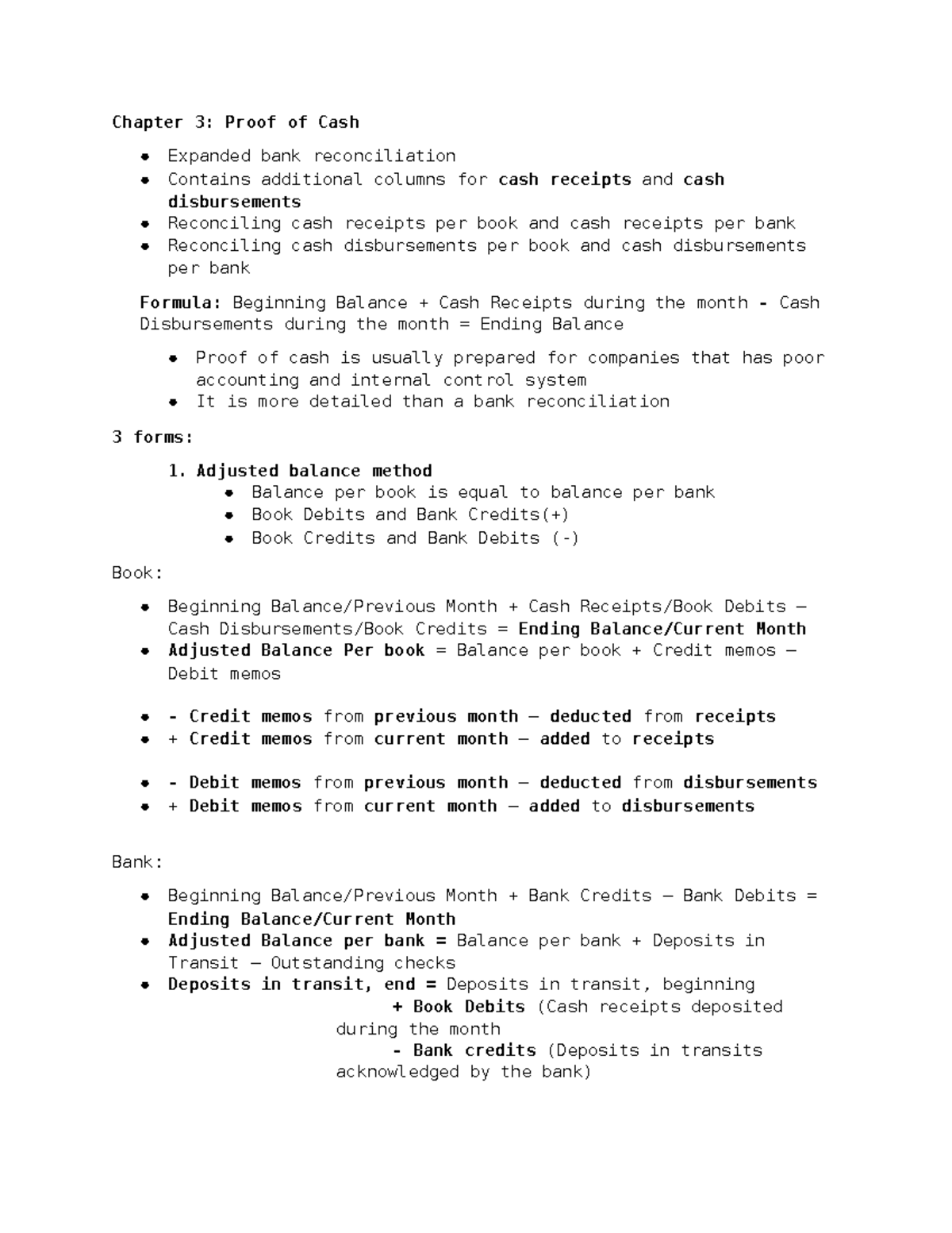 Chapter 3 - Proof of Cash - Chapter 3: Proof of Cash Expanded bank ...