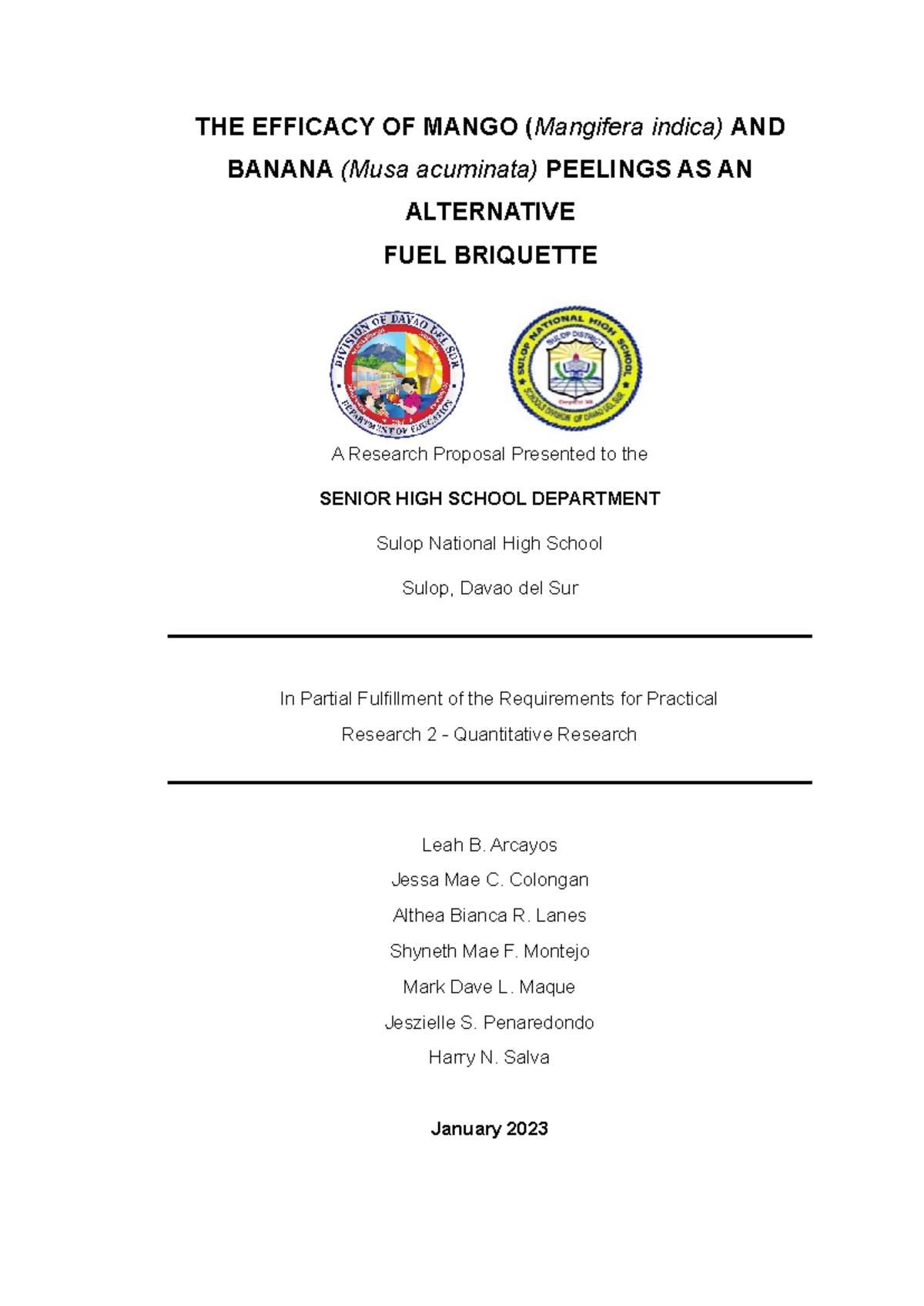 Coverpages - vhbv n - THE EFFICACY OF MANGO (Mangifera indica) AND ...