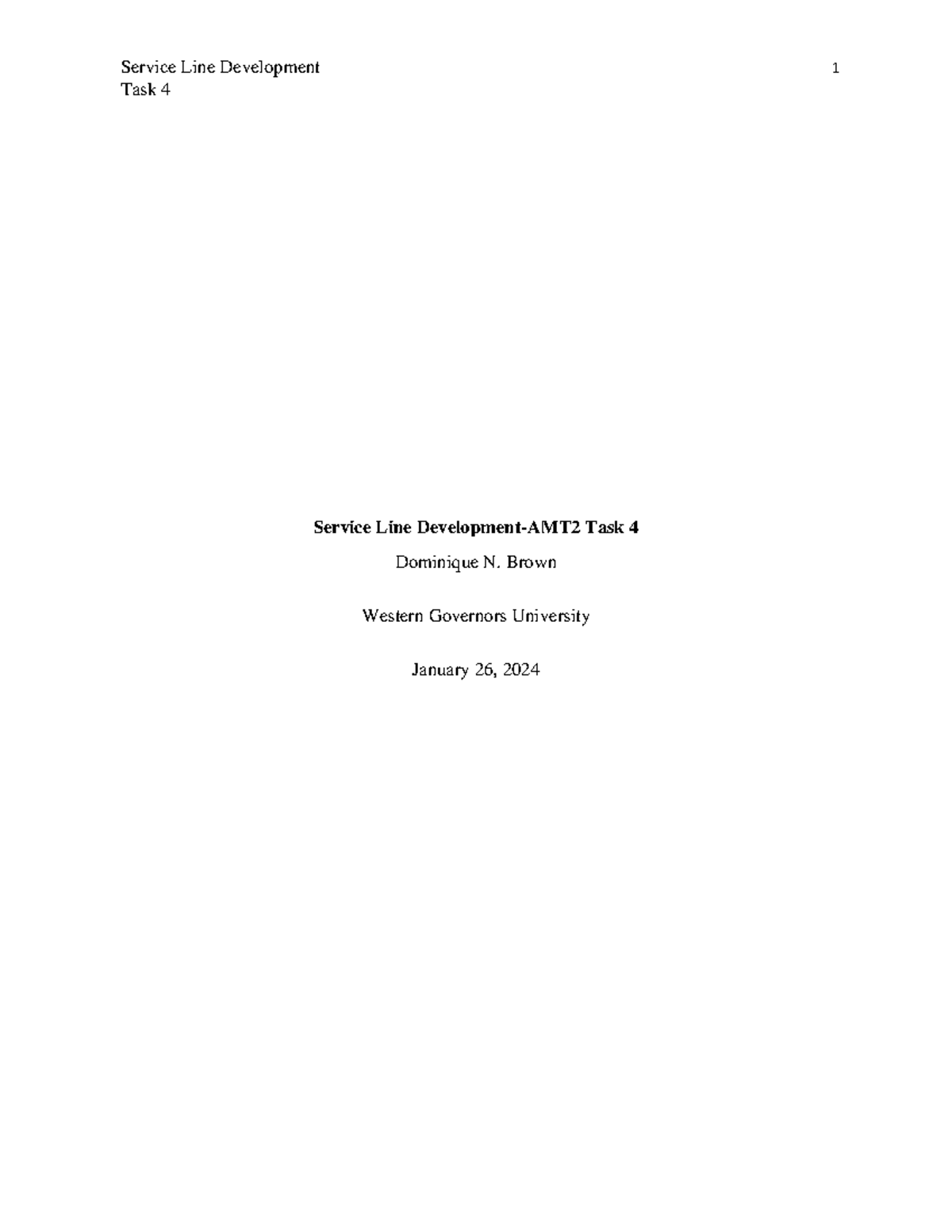 Service Line Development Task 4 Revised - Task 4 Service Line ...