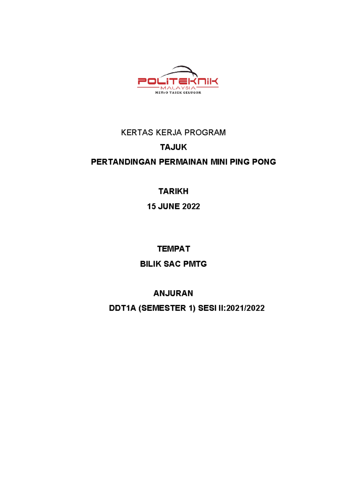 Kertas Kerja iot workshop - KERTAS KERJA PROGRAM TAJUK PERTANDINGAN ...