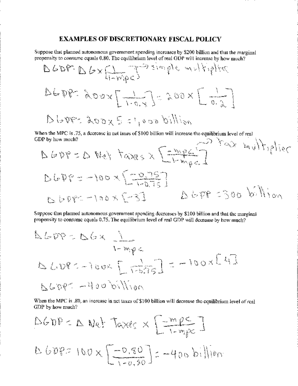 Ch10-examples of simple multiplier and tax multiplier - ECO 2013 - Studocu