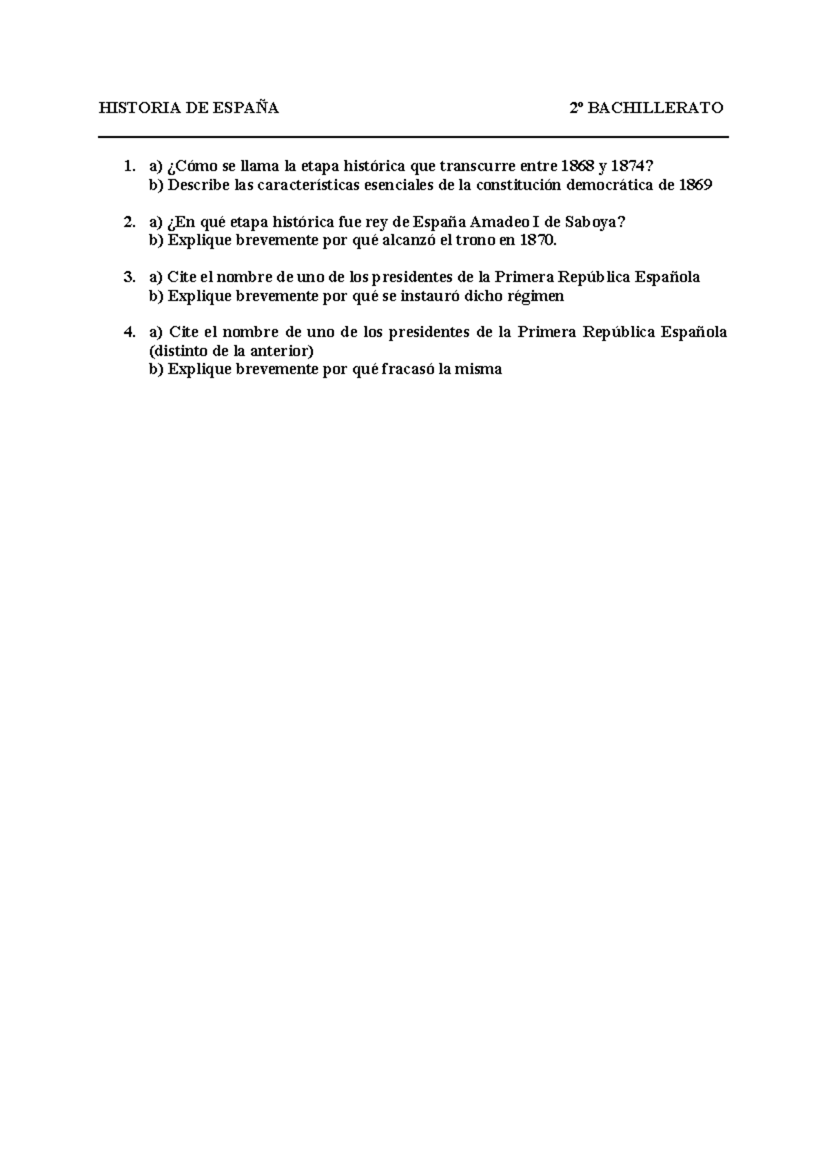 Actividades tema 6.2doc - HISTORIA DE ESPAÑA 2º BACHILLERATO a) ¿Cómo se llama la etapa ...