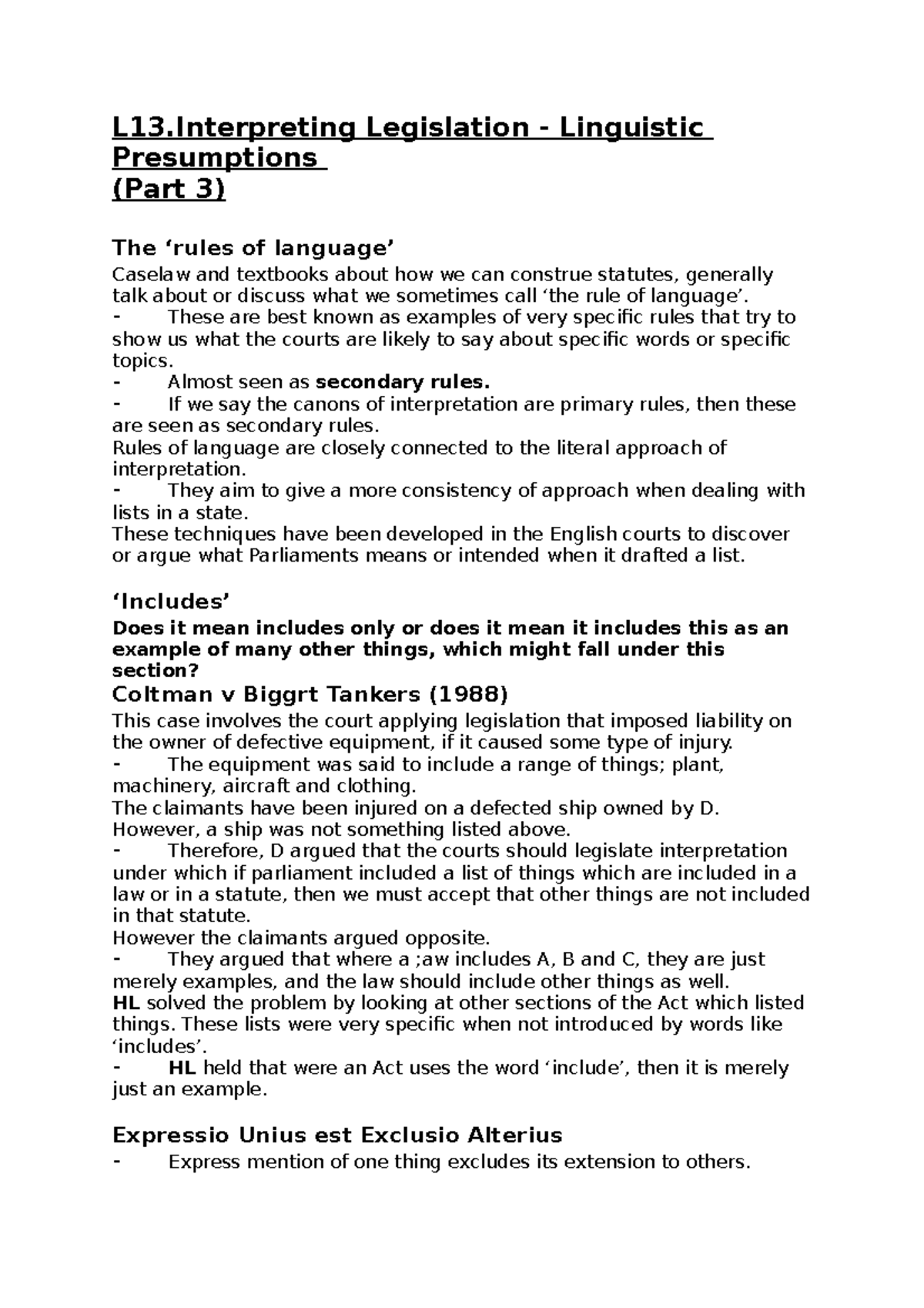 L13.Interpreting Legislation - Linguistic Presumptions (Part 3) - L13 ...