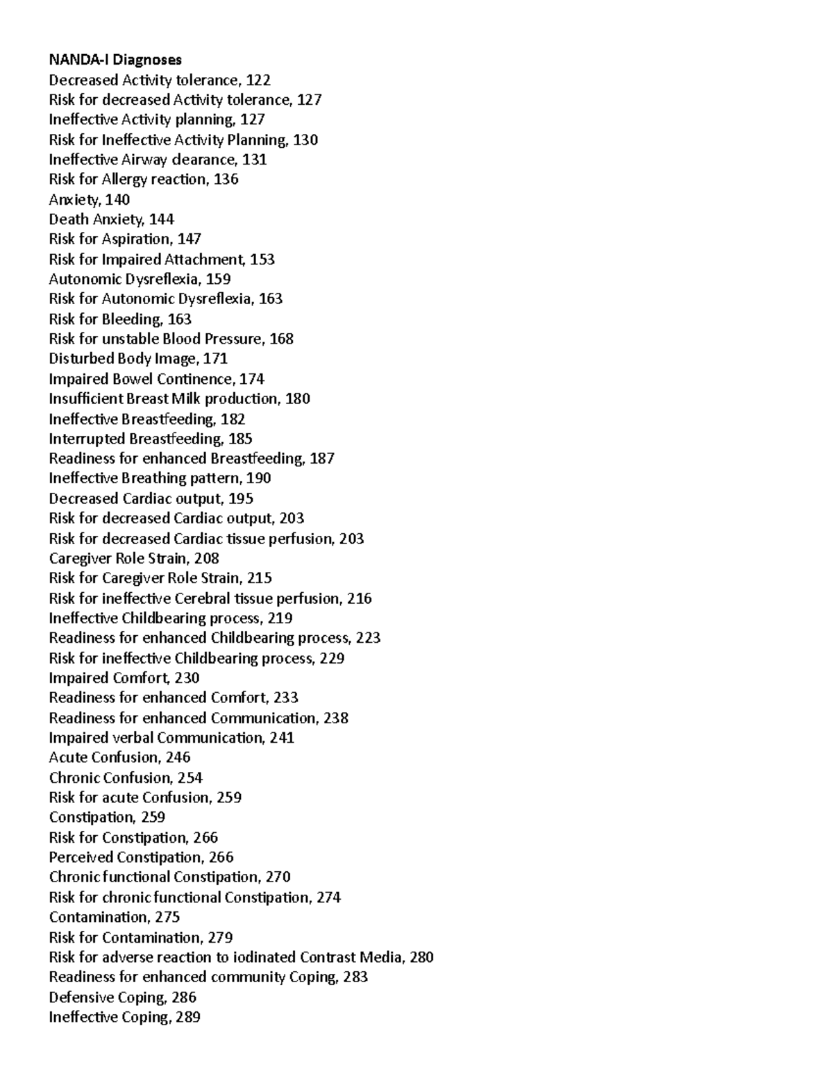 Nanda - notes in here please see - NANDA-I Diagnoses Decreased Activity ...
