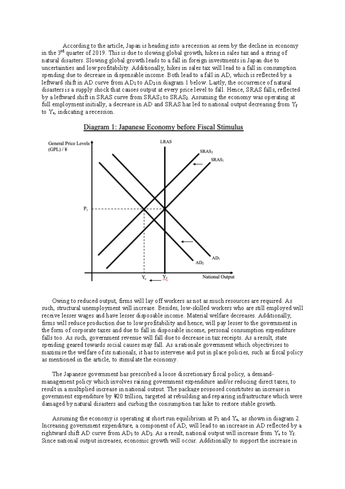 Econs ia 2 draft - Nil - According to the article, Japan is heading ...