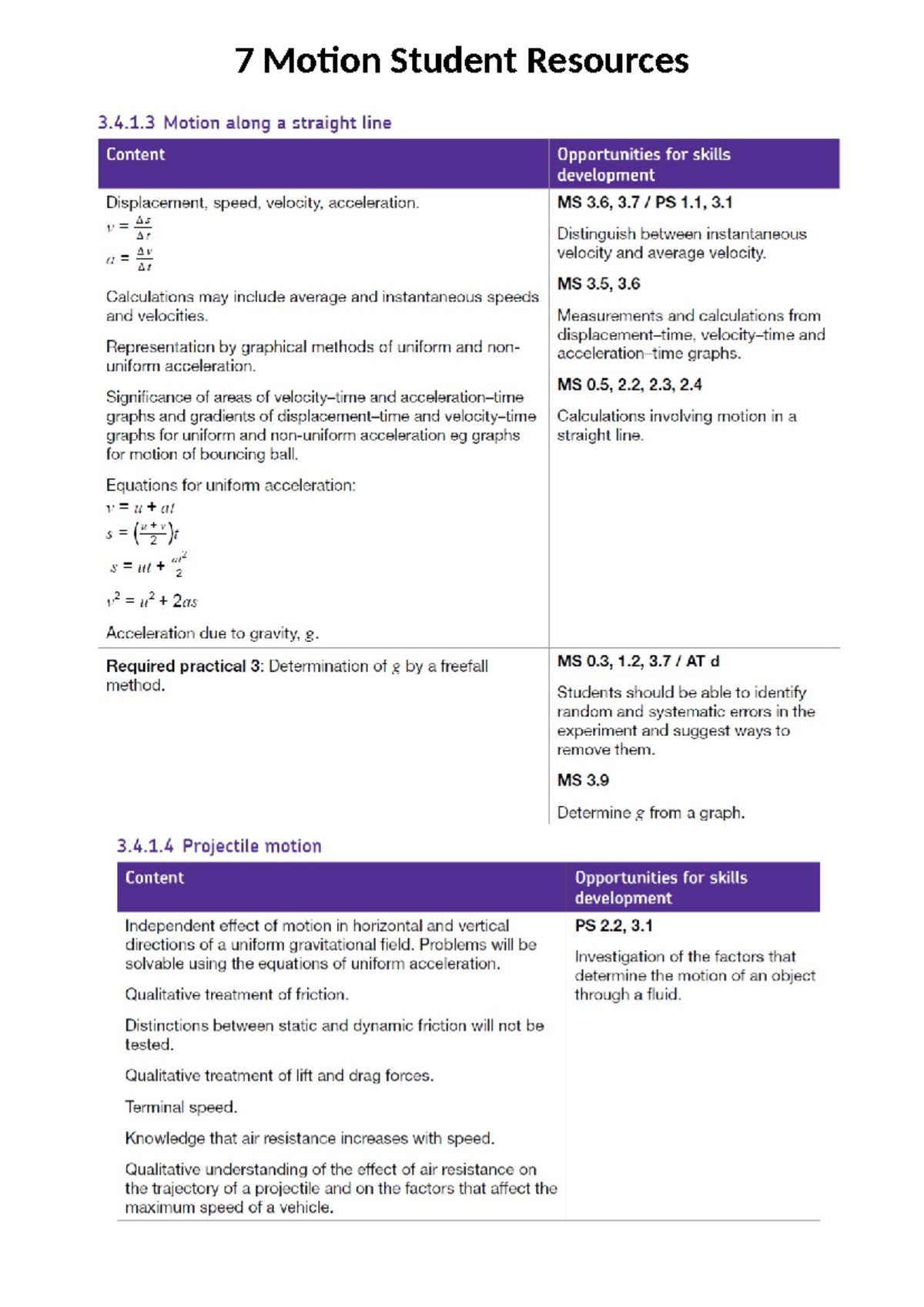 07 Motion Student Booklet - 7 Motion Student Resources Specification ...