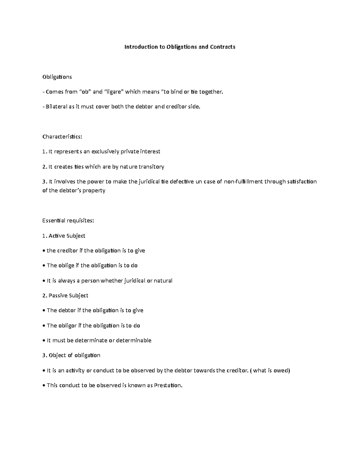 Introduction to Obligations and Contracts - Introduction to Obligations ...