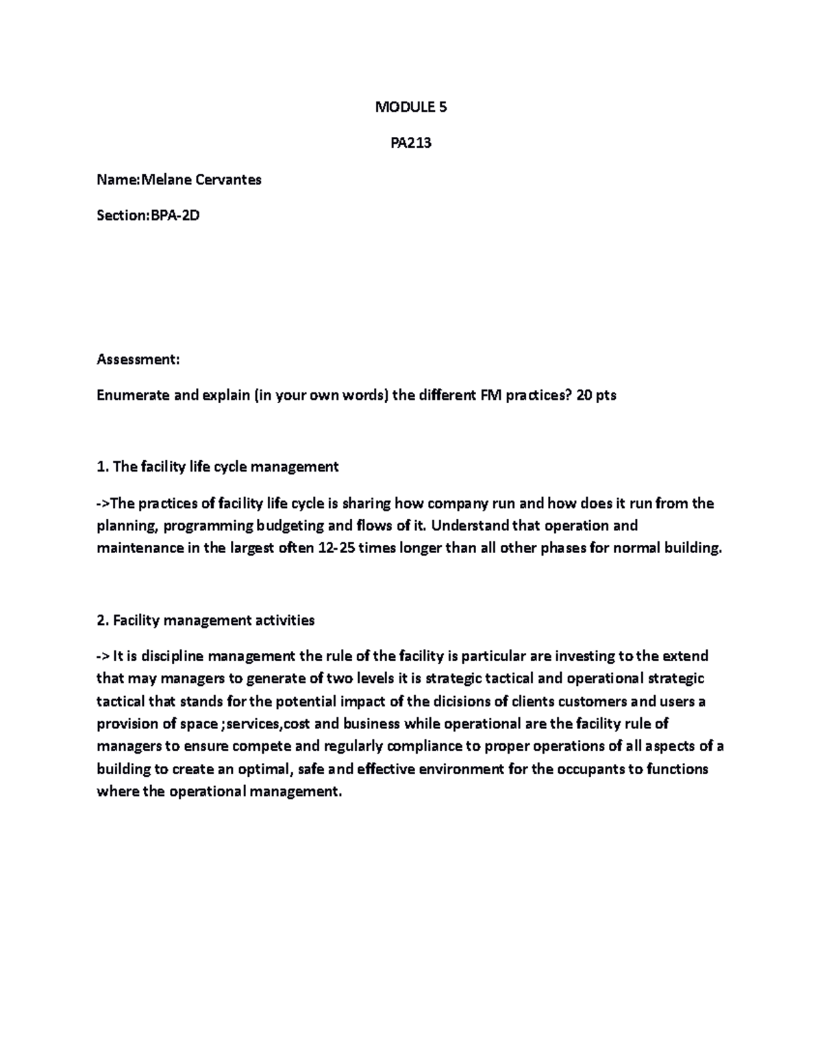 PA213 - 5 answer - MODULE 5 PA Name:Melane Cervantes Section:BPA-2D ...