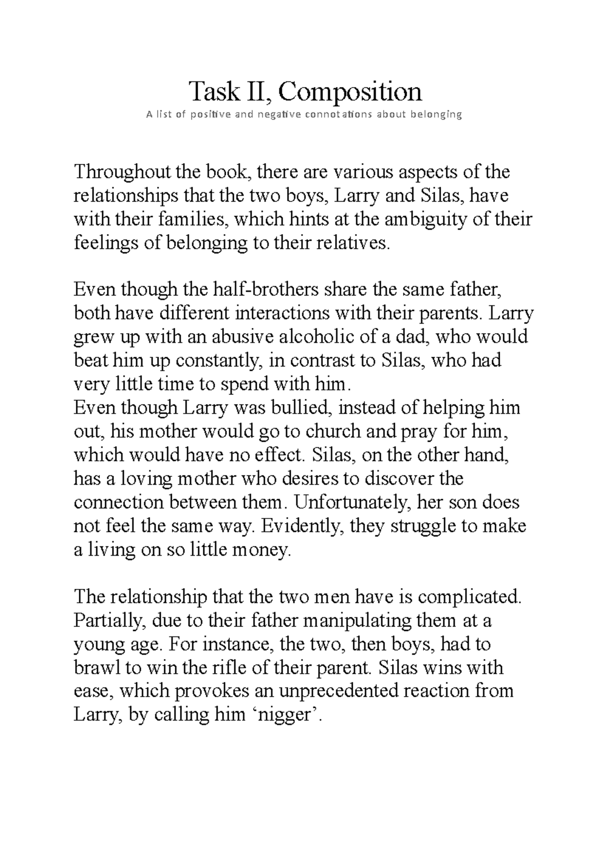 Task-II - wintersemester - Task II, Composition A list of positive and ...