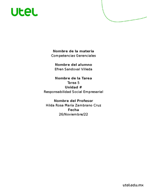 Tarea Semana 5 - agregar formato APA - competencias gerenciales - UTEL ...