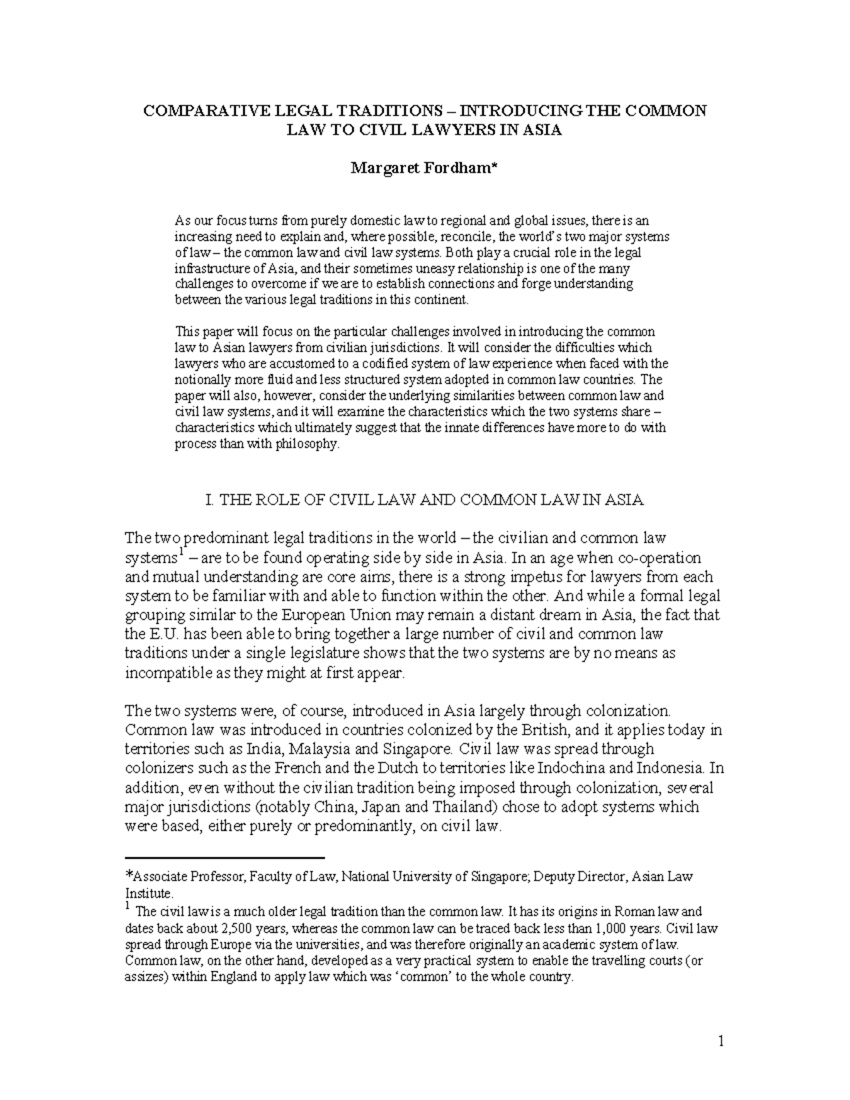 legal methods notes - COMPARATIVE LEGAL TRADITIONS – INTRODUCING THE ...