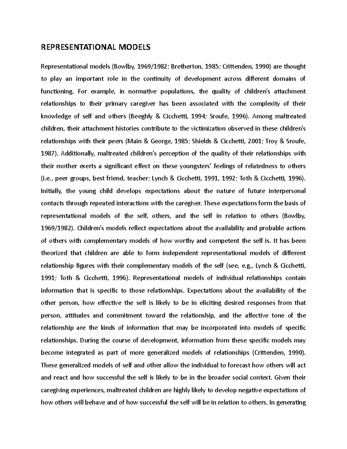 Representational Models - REPRESENTATIONAL MODELS Representational ...